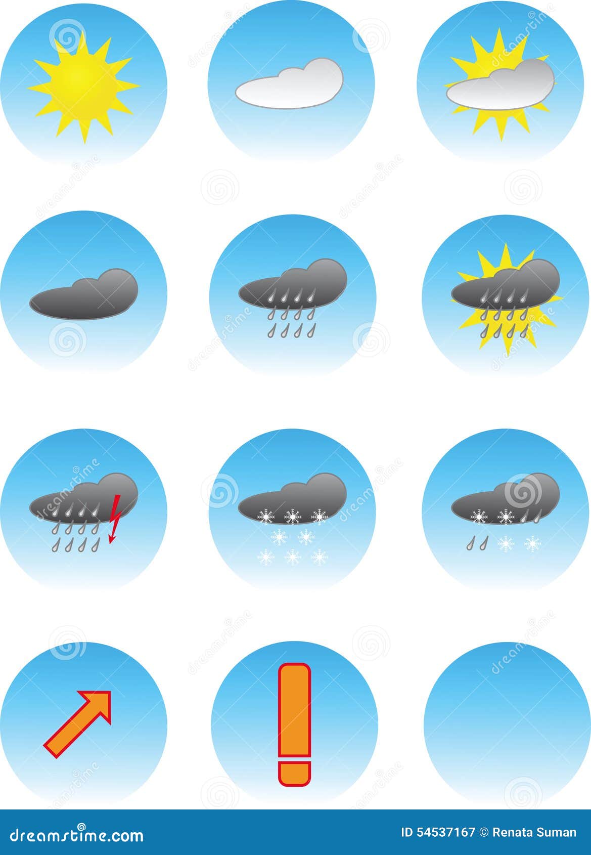 Weather forecast icons stock vector. Illustration of design - 54537167