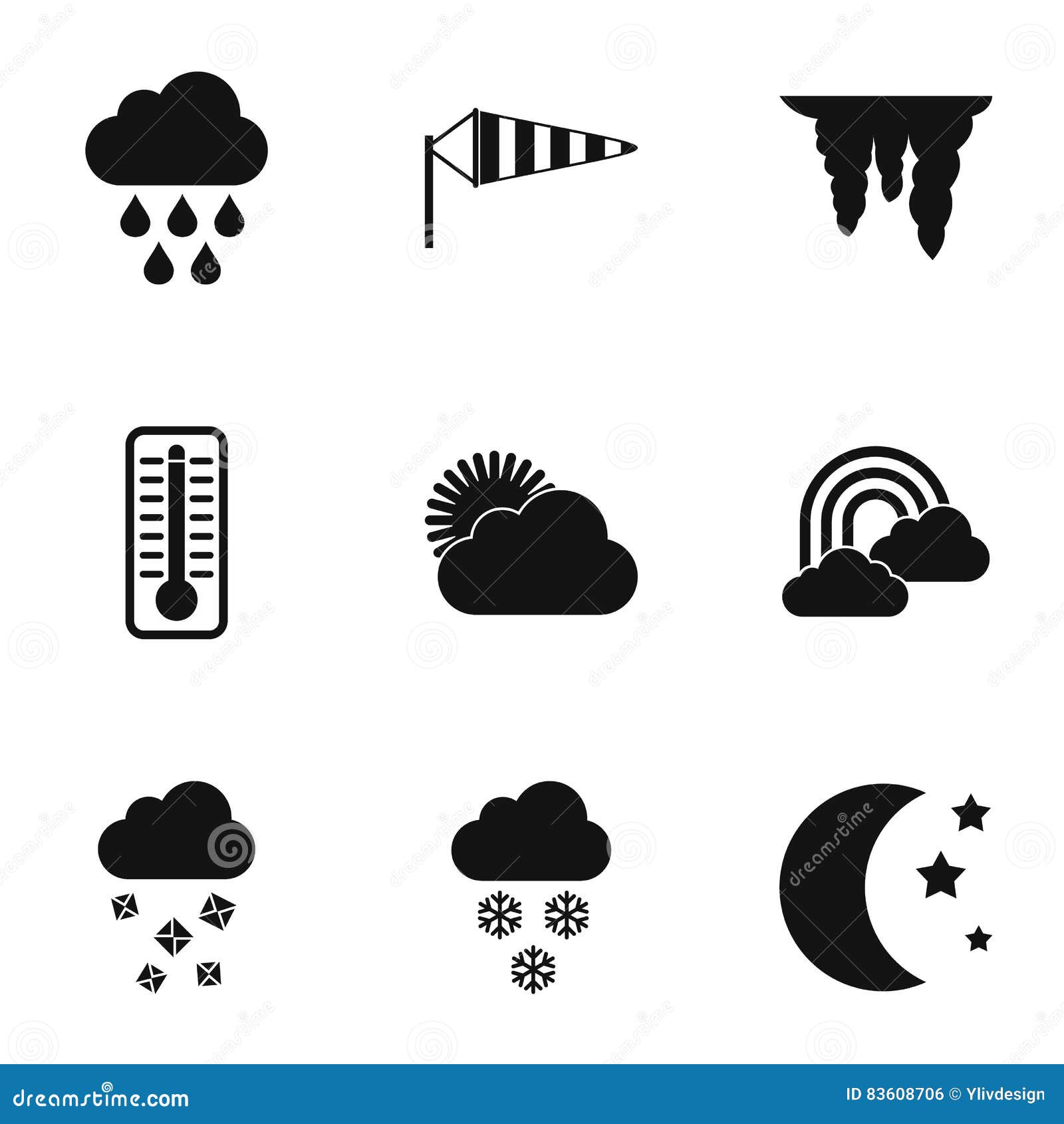 Weather Forecast Icons Set, Simple Style Stock Vector - Illustration of ...