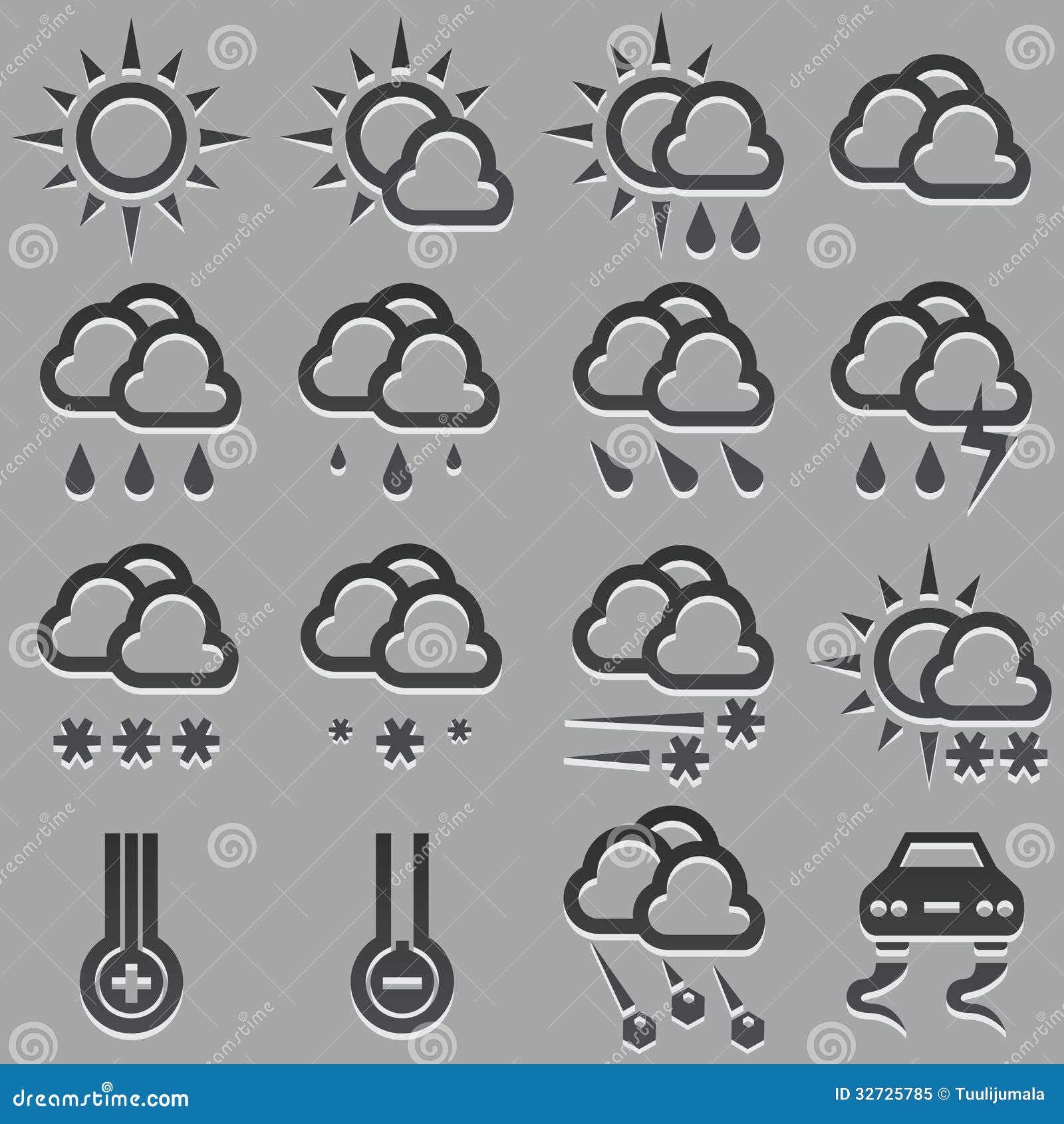 Weather Forecast Icons Set. Stock Vector - Illustration of element ...