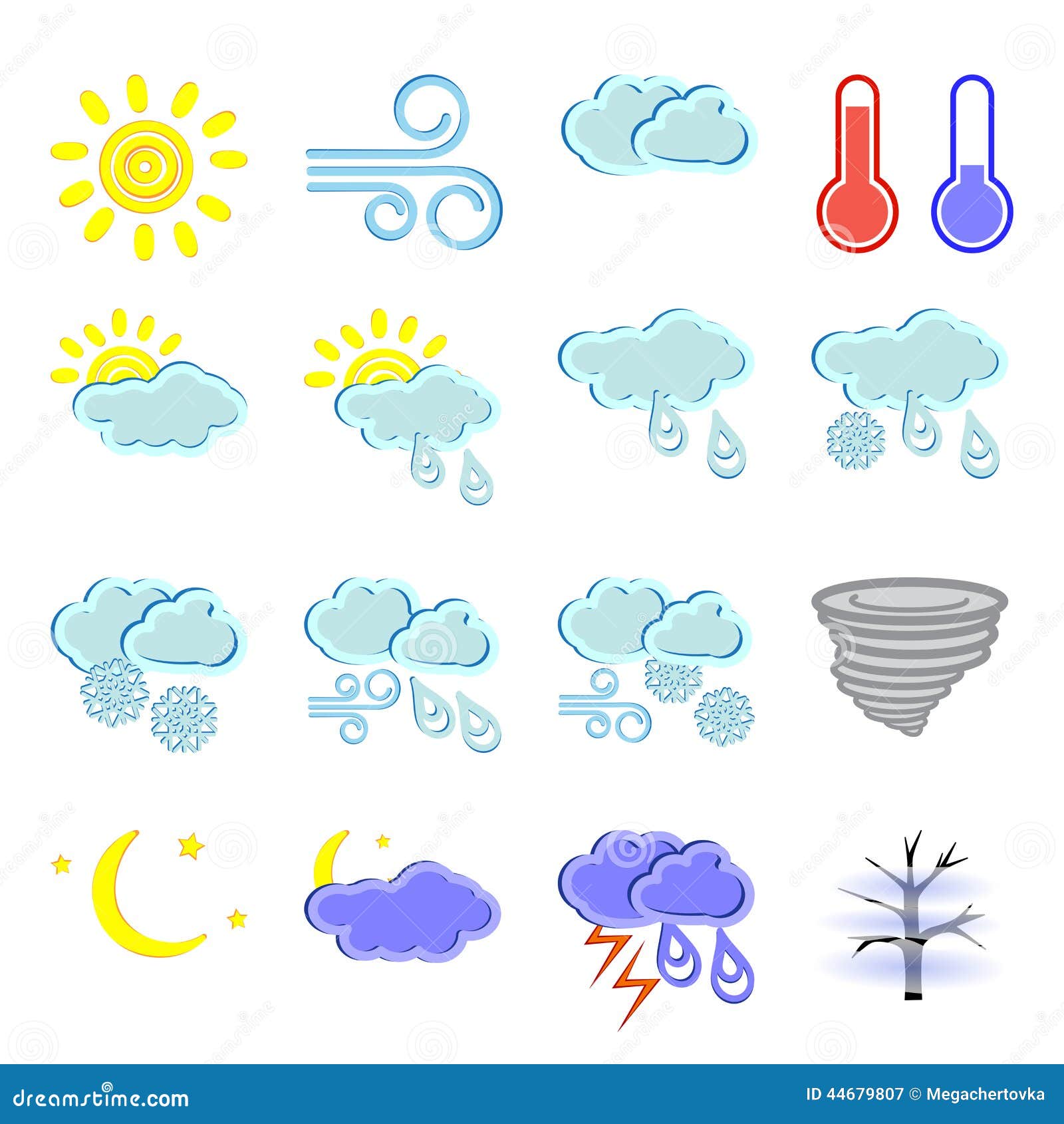 Weather Forecast Icons Set, Vector Stock Vector - Illustration of ...
