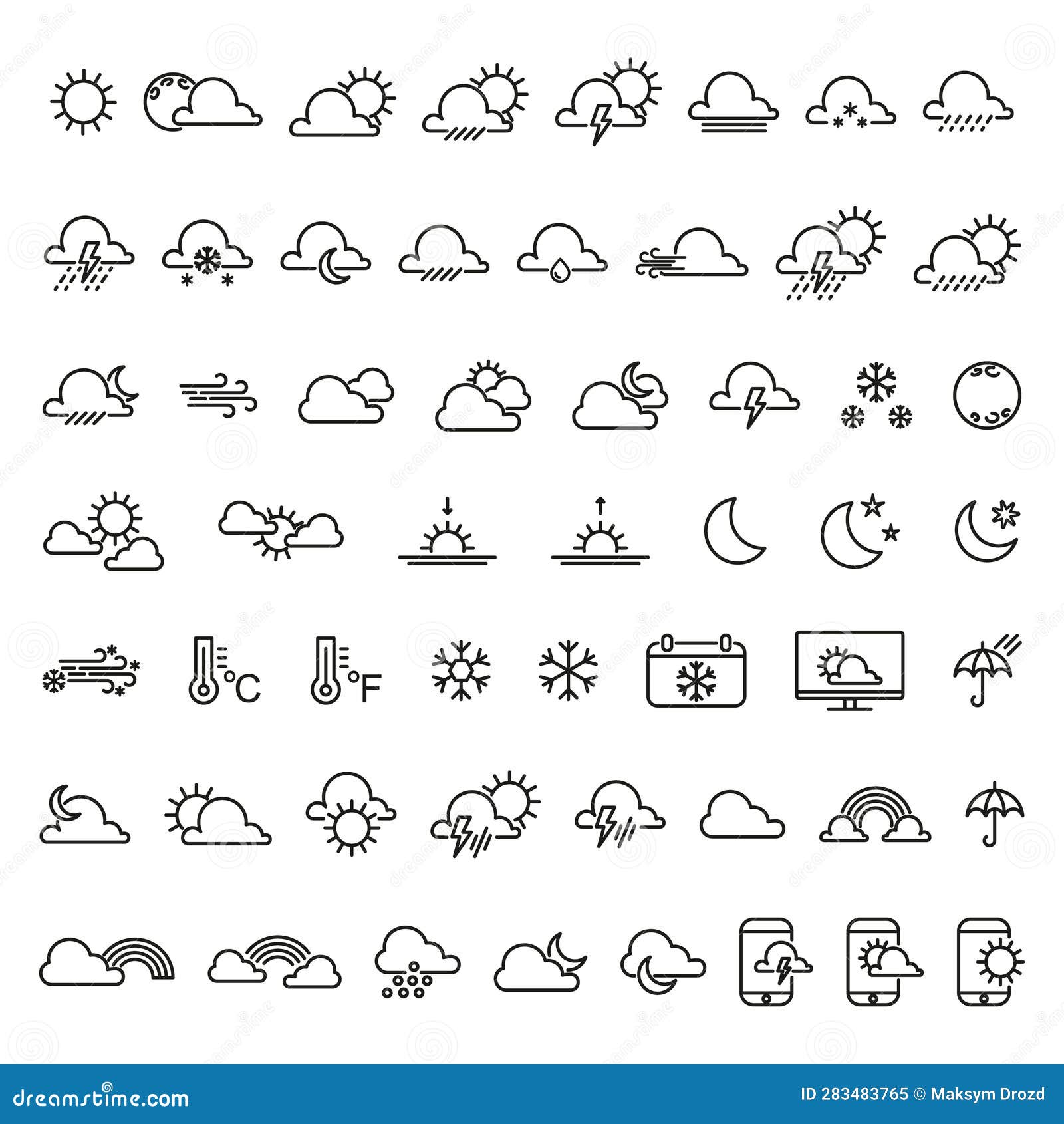 Weather Forecast, Outline Web Icon Set, Vector Line Icons Collection ... Weather Forecast, Outline Web Icon Set, Vector Line Icons Collection ...