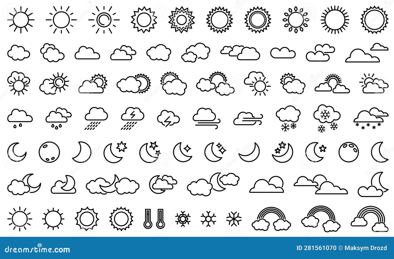 Weather Forecast, Outline Web Icon Set, Vector Thin Line Icons ... Weather Forecast, Outline Web Icon Set, Vector Thin Line Icons ...