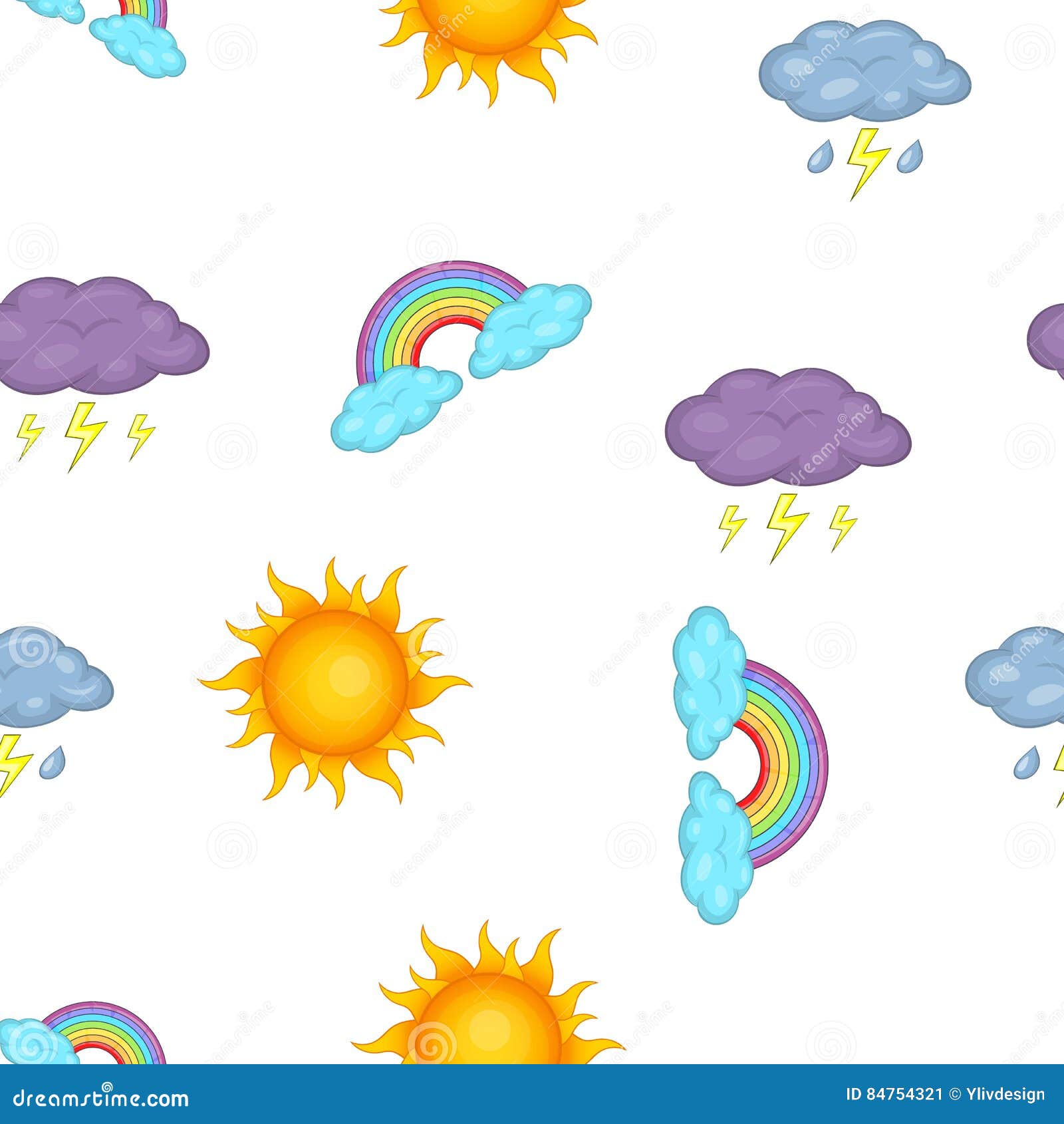 Weather Forecast Pattern, Cartoon Style Stock Vector - Illustration of ...