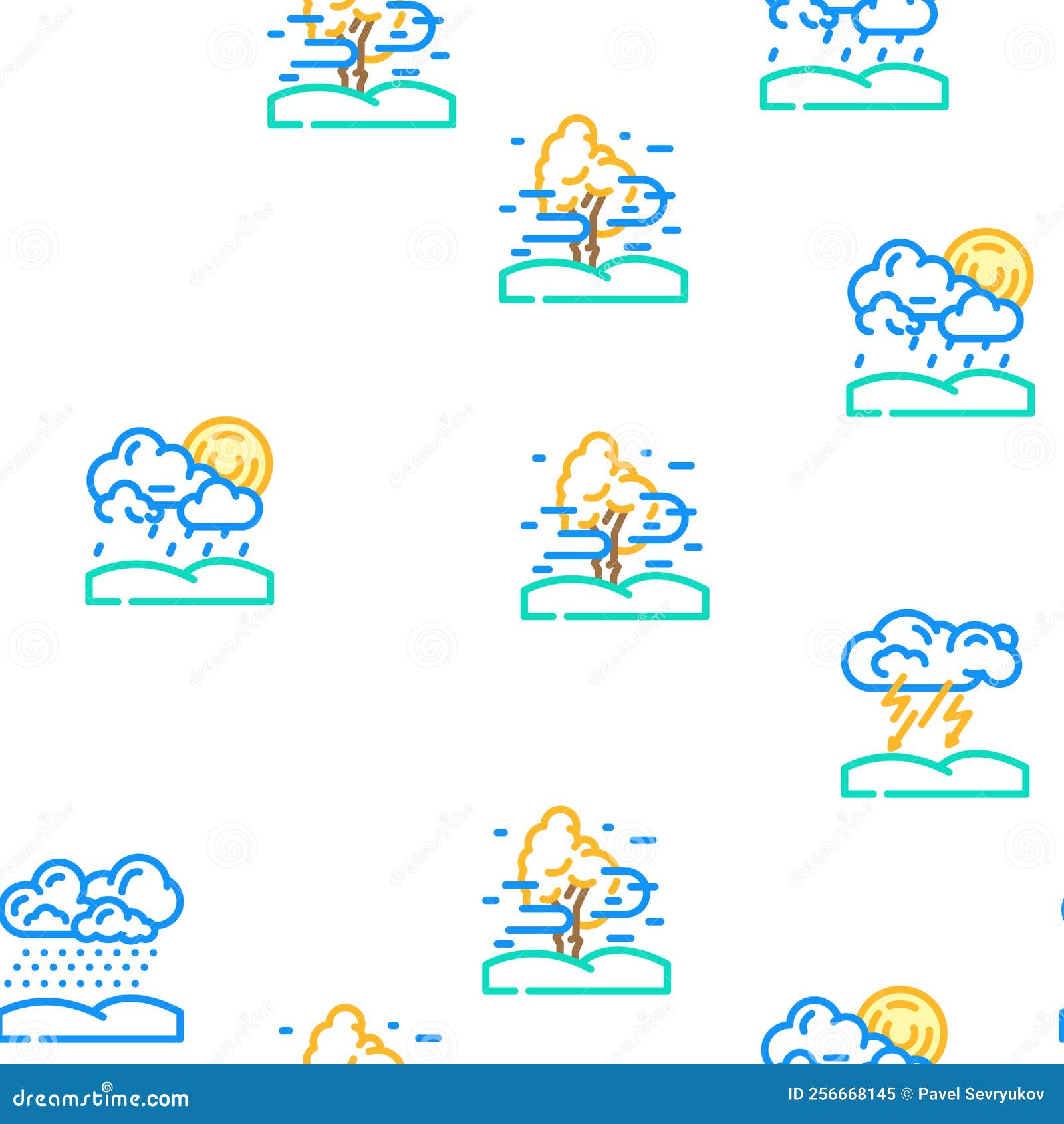 Weather Forecast Rain Sun Cloud Vector Seamless Pattern Stock ...