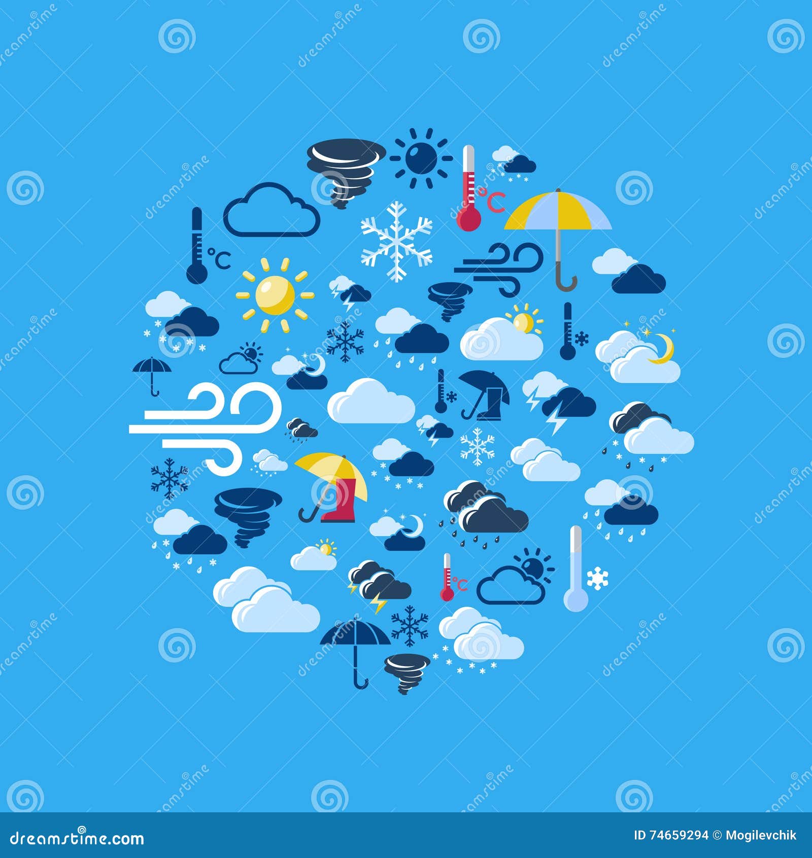 Weather Forecast Round Composition Stock Vector - Illustration of ...