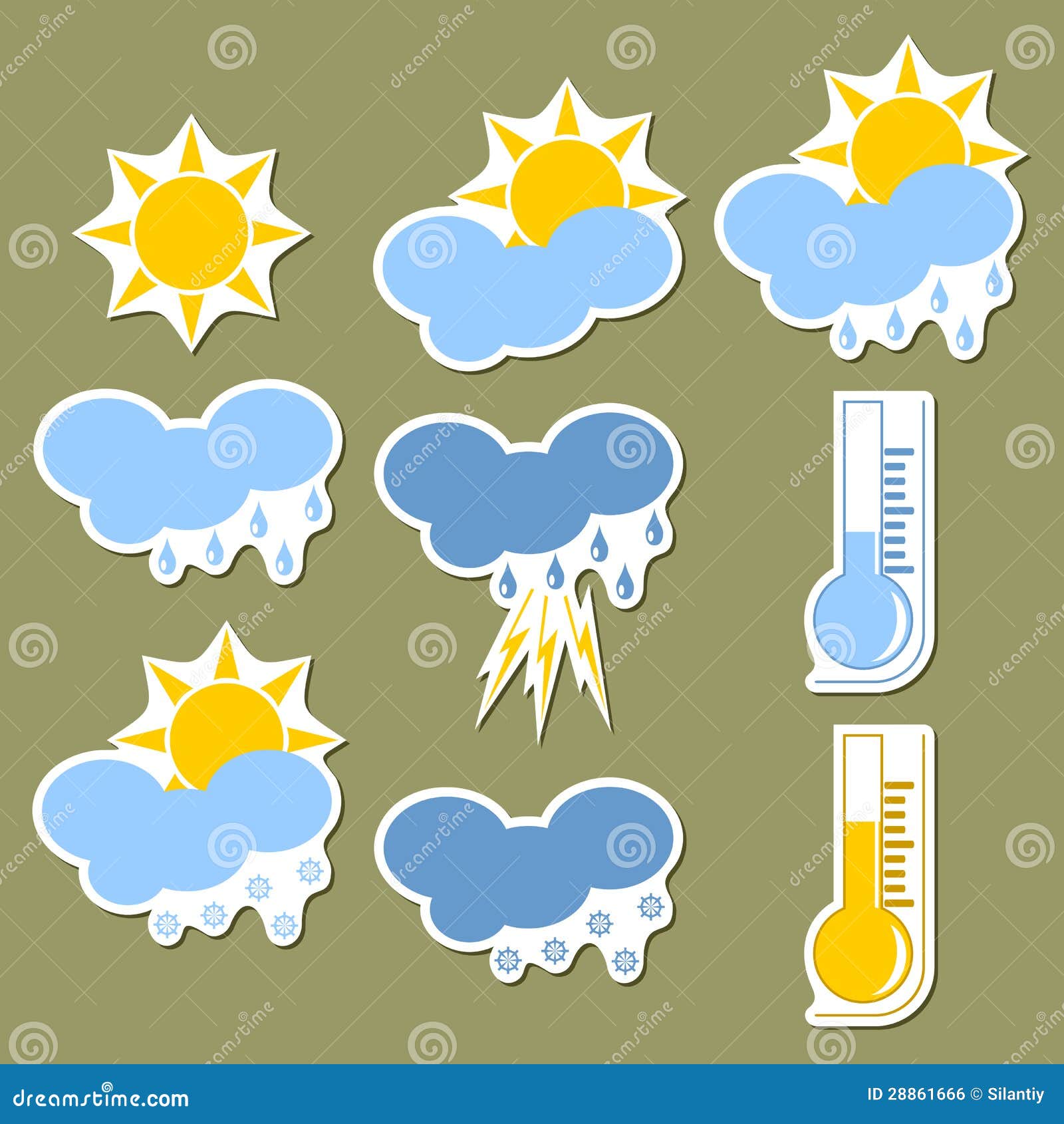 Weather forecast stickers stock vector. Illustration of badge - 28861666