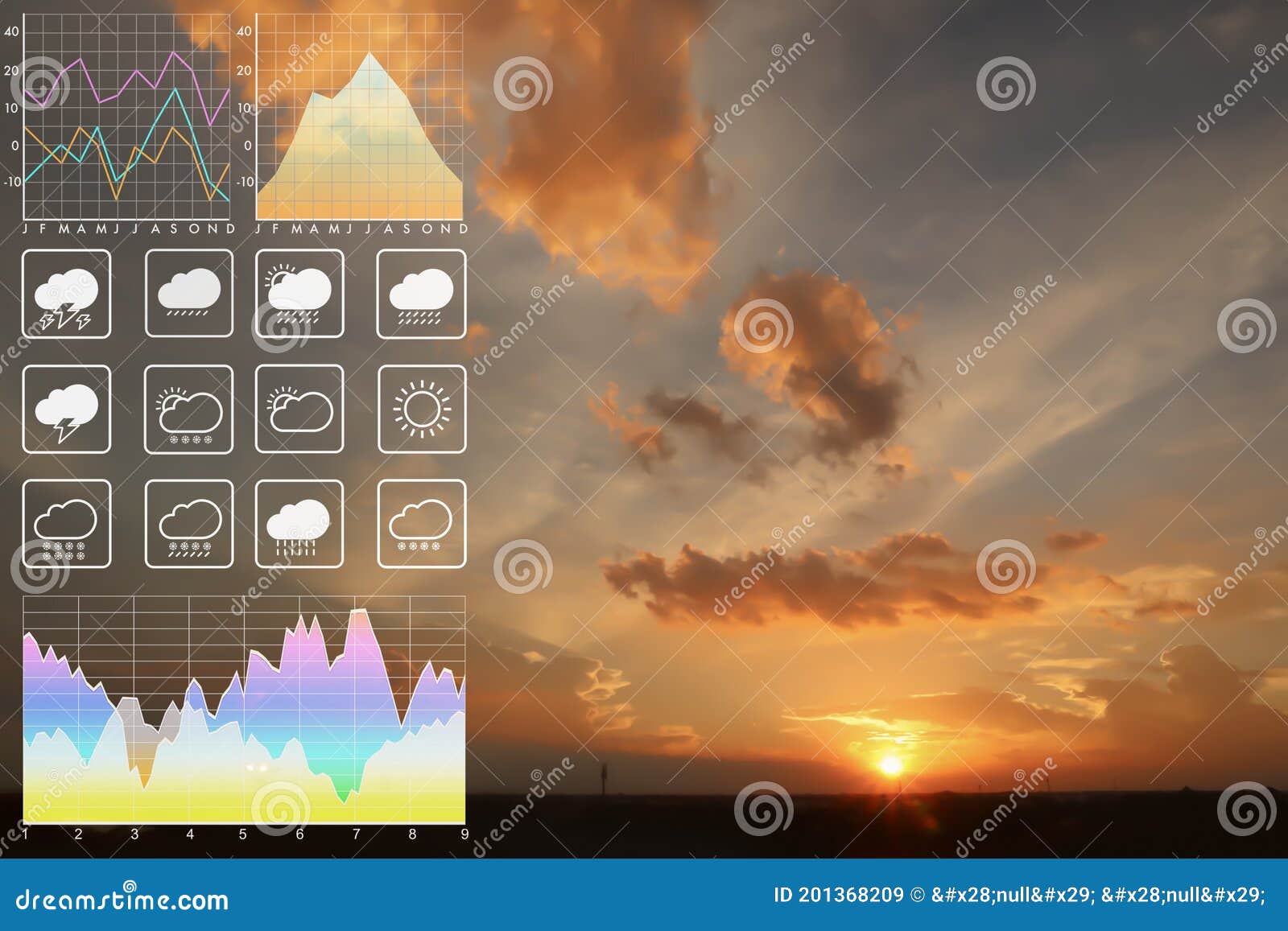 Weather Forecast Symbol Data Presentation with Graph and Chart on ...