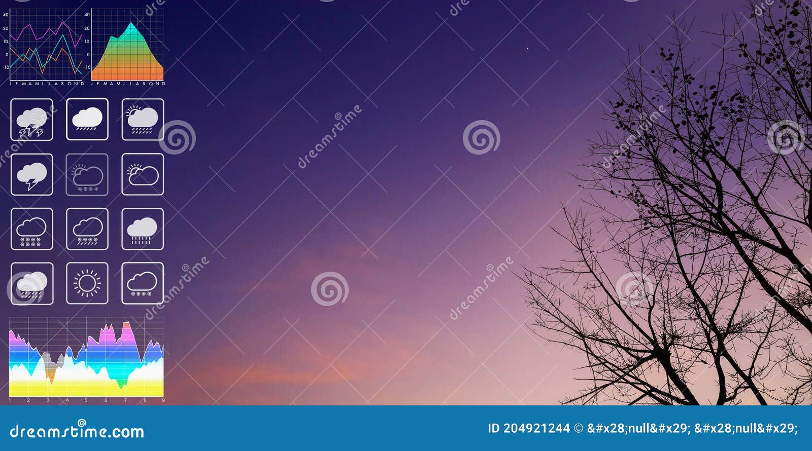 Weather Forecast Symbol Data Presentation with Graph and Chart on ...