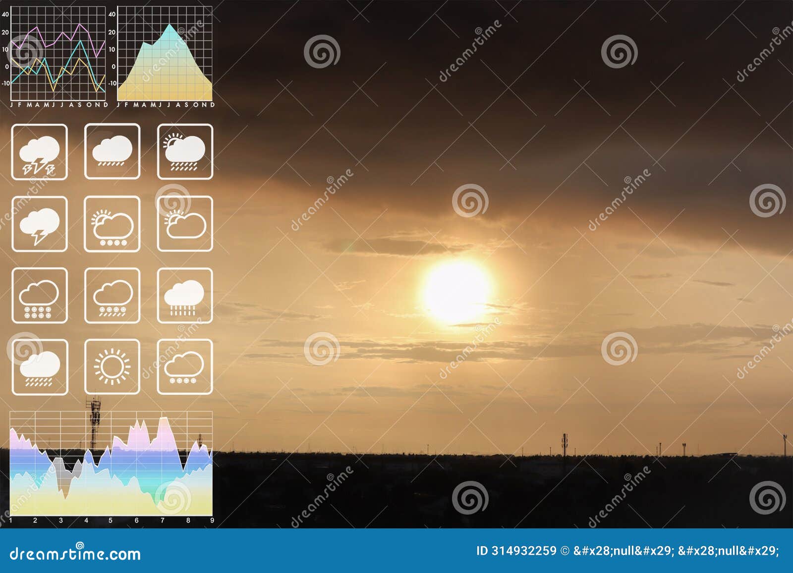 Weather Forecast Symbol Data Presentation with Graph and Chart on ...