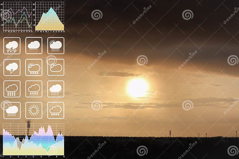 Weather Forecast Symbol Data Presentation with Graph and Chart on ...
