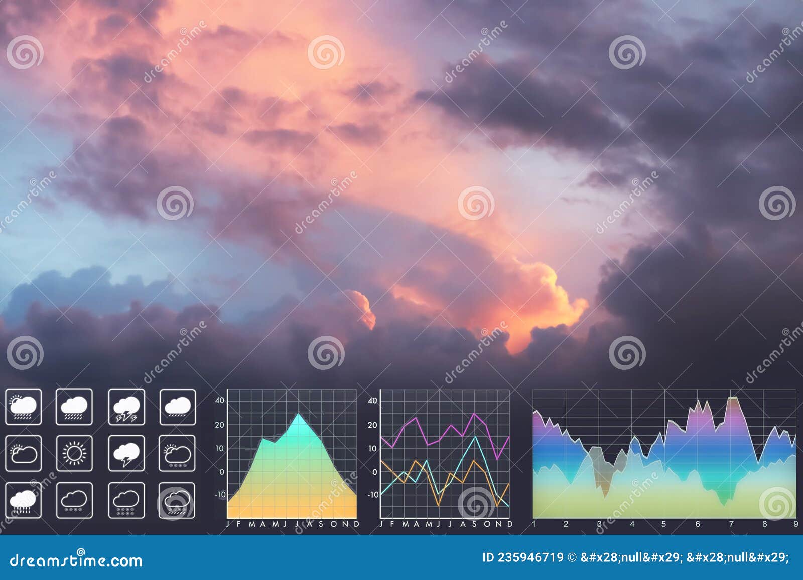 Weather Forecast Symbol Data Presentation and Report Background for ...