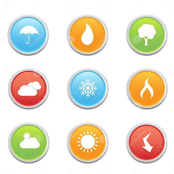 Weather forecast symbols stock vector. Illustration of umbrella - 14816334