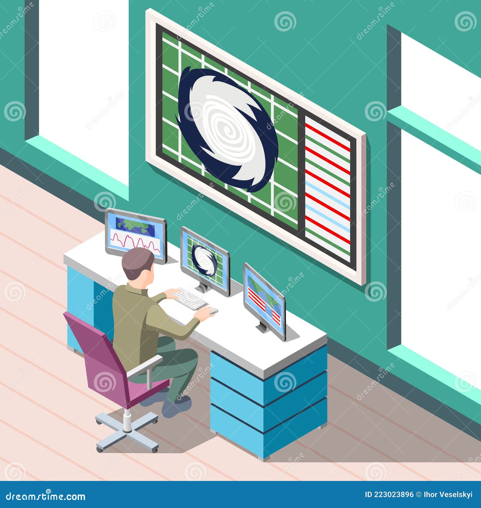 Weather Forecaster Isometric Background Stock Vector - Illustration of ...