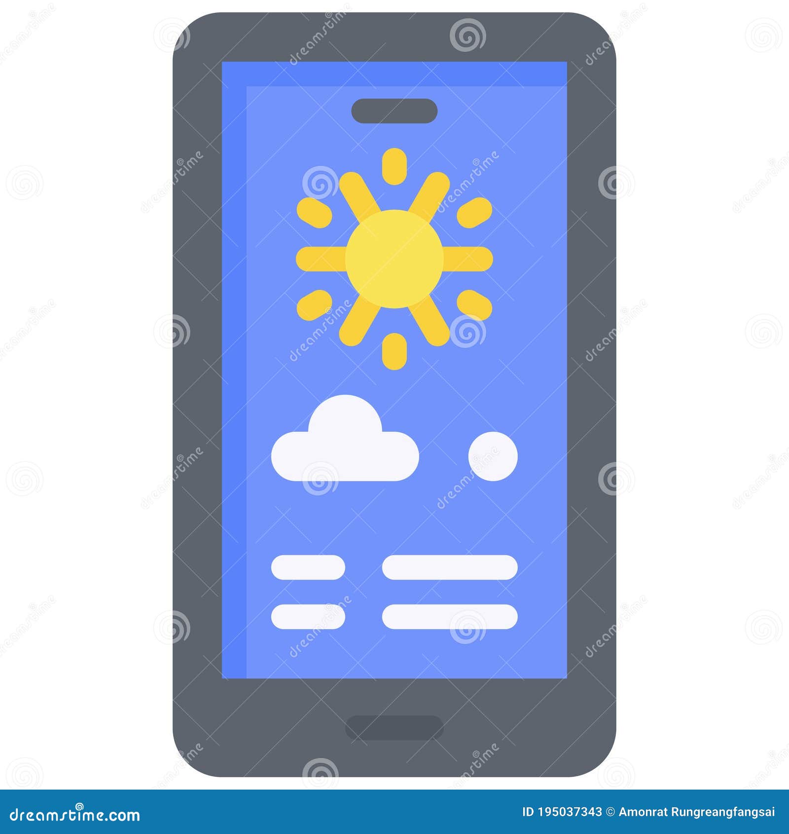 Weather Forecasting on Mobile Icon, Summer Vacation Related Vector ...