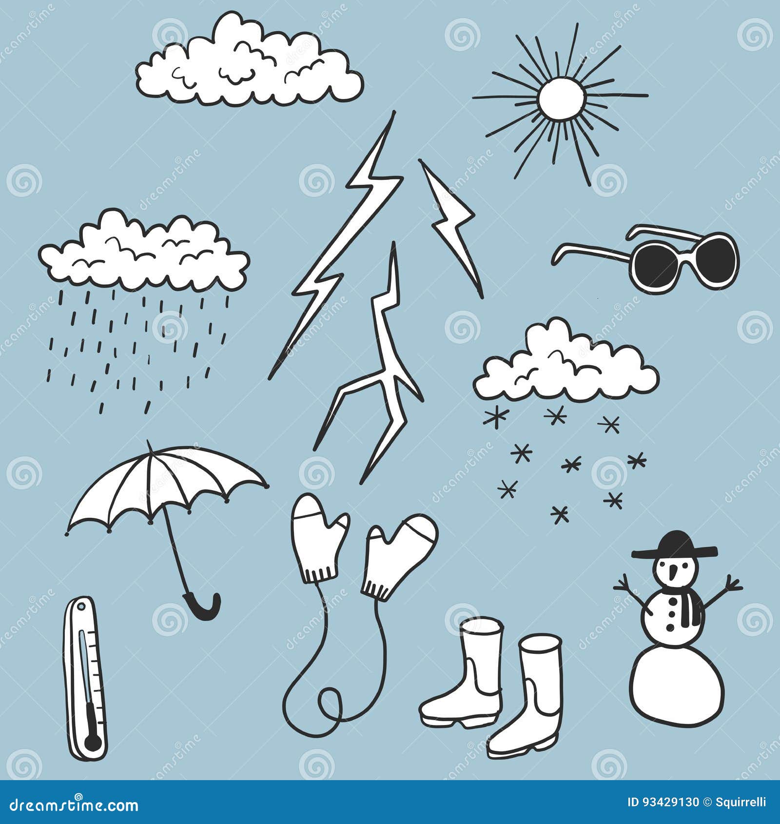 Weather stock vector. Illustration of forecast, sketch - 93429130
