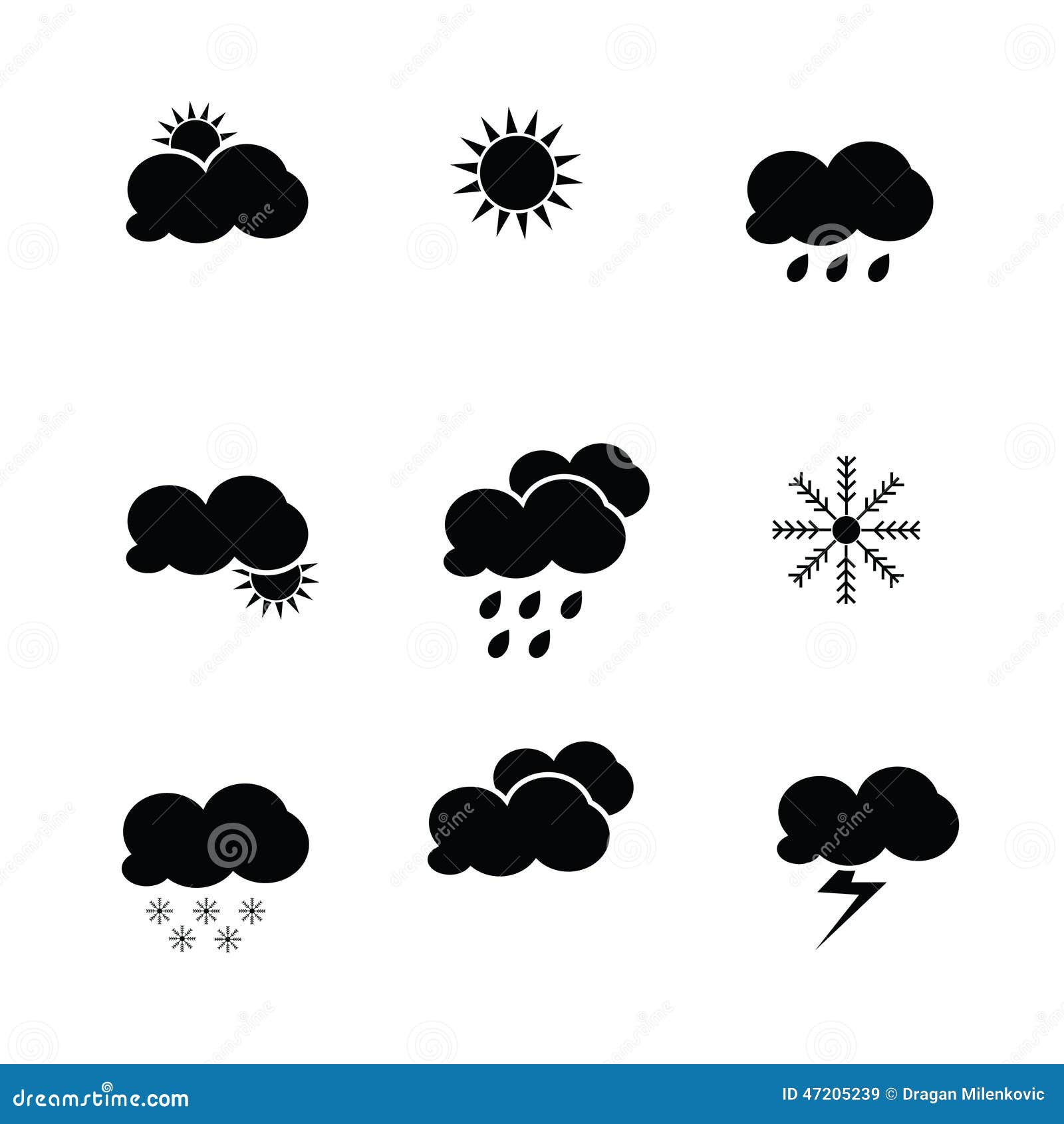 Weather icon black vector stock vector. Illustration of summer - 47205239