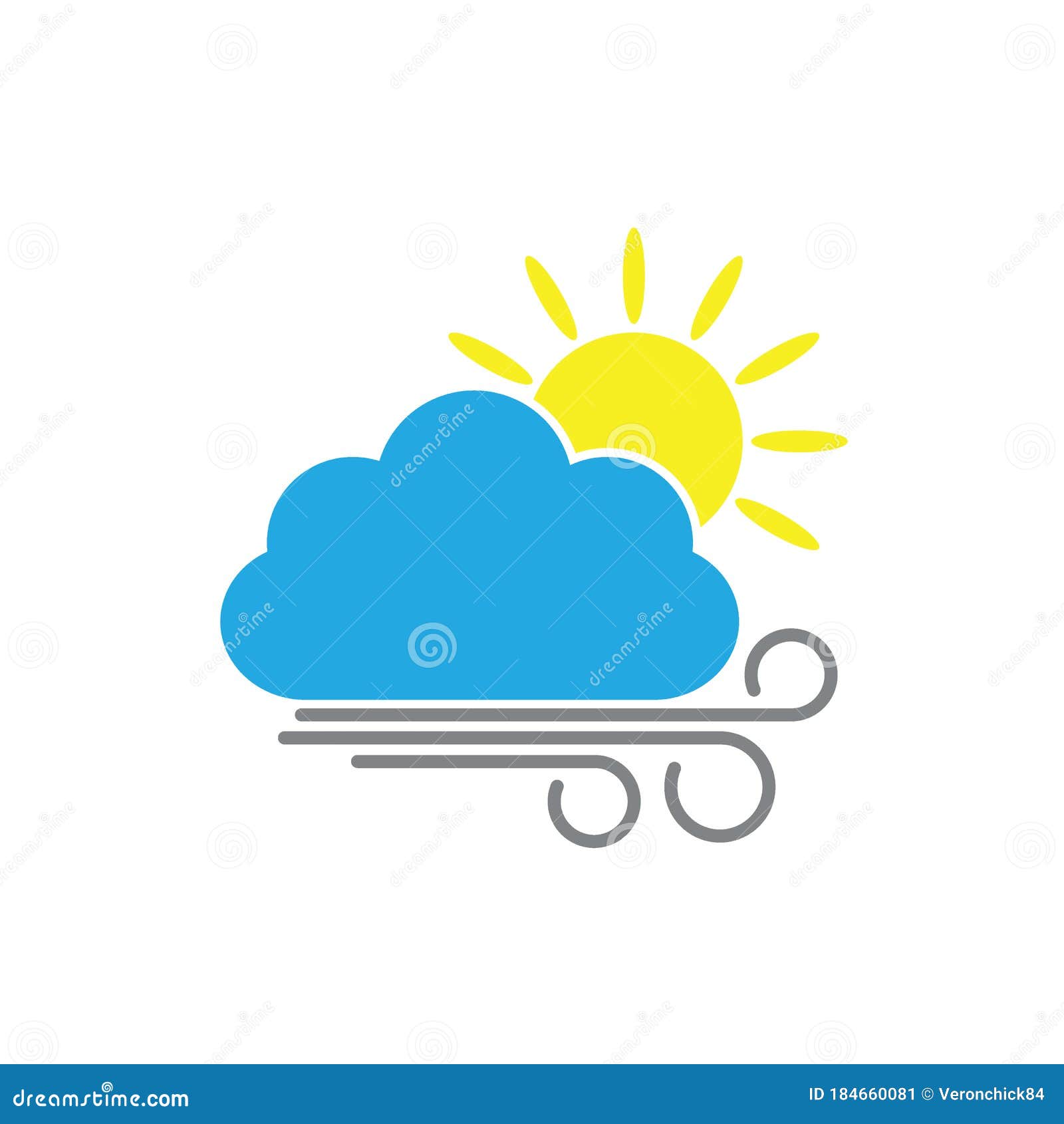 Weather Icon - Black Vector Symbol Cloud Wind Sign Stock Vector ...