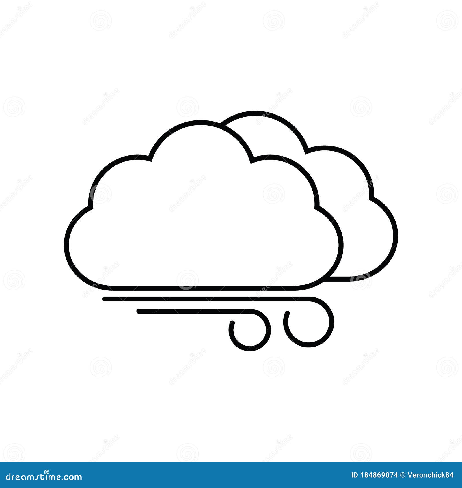 Weather Icon - Black Vector Symbol Cloud Wind Sign Stock Vector ...