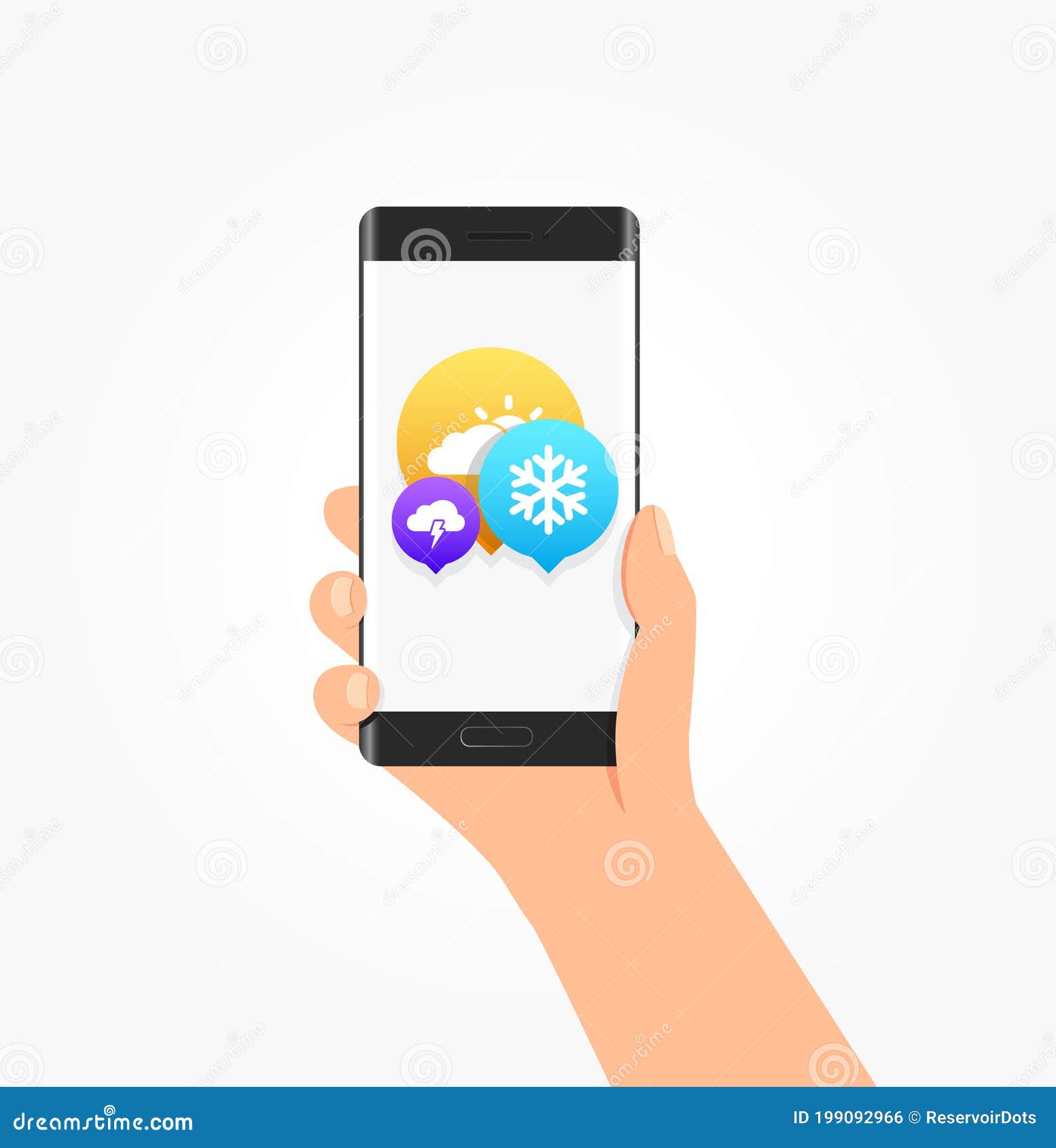 Weather Icon Bubbles Phone Vector Stock Vector - Illustration of news ...