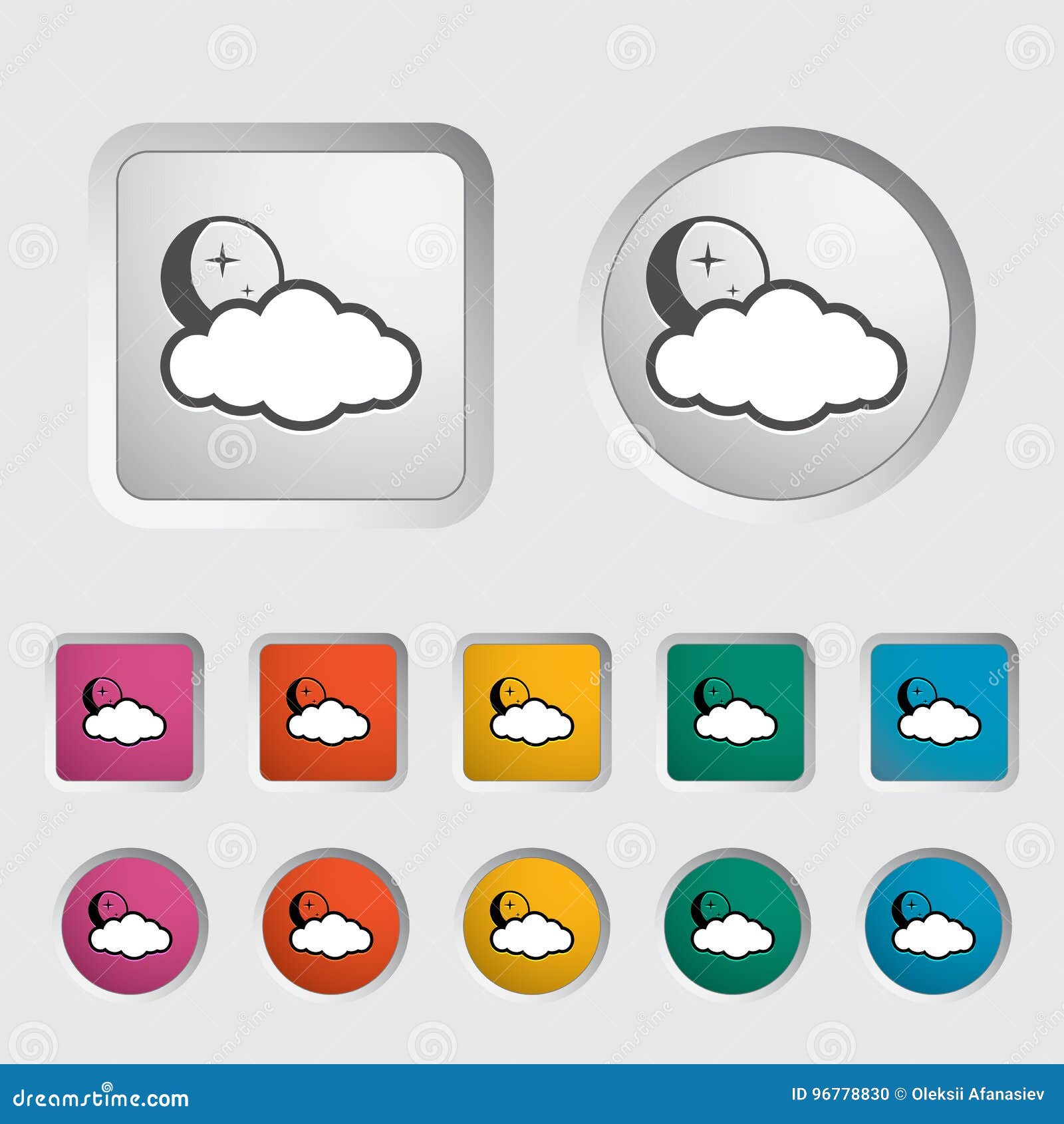Weather Icon. Moon, Stars and Clouds. Stock Vector - Illustration of ...