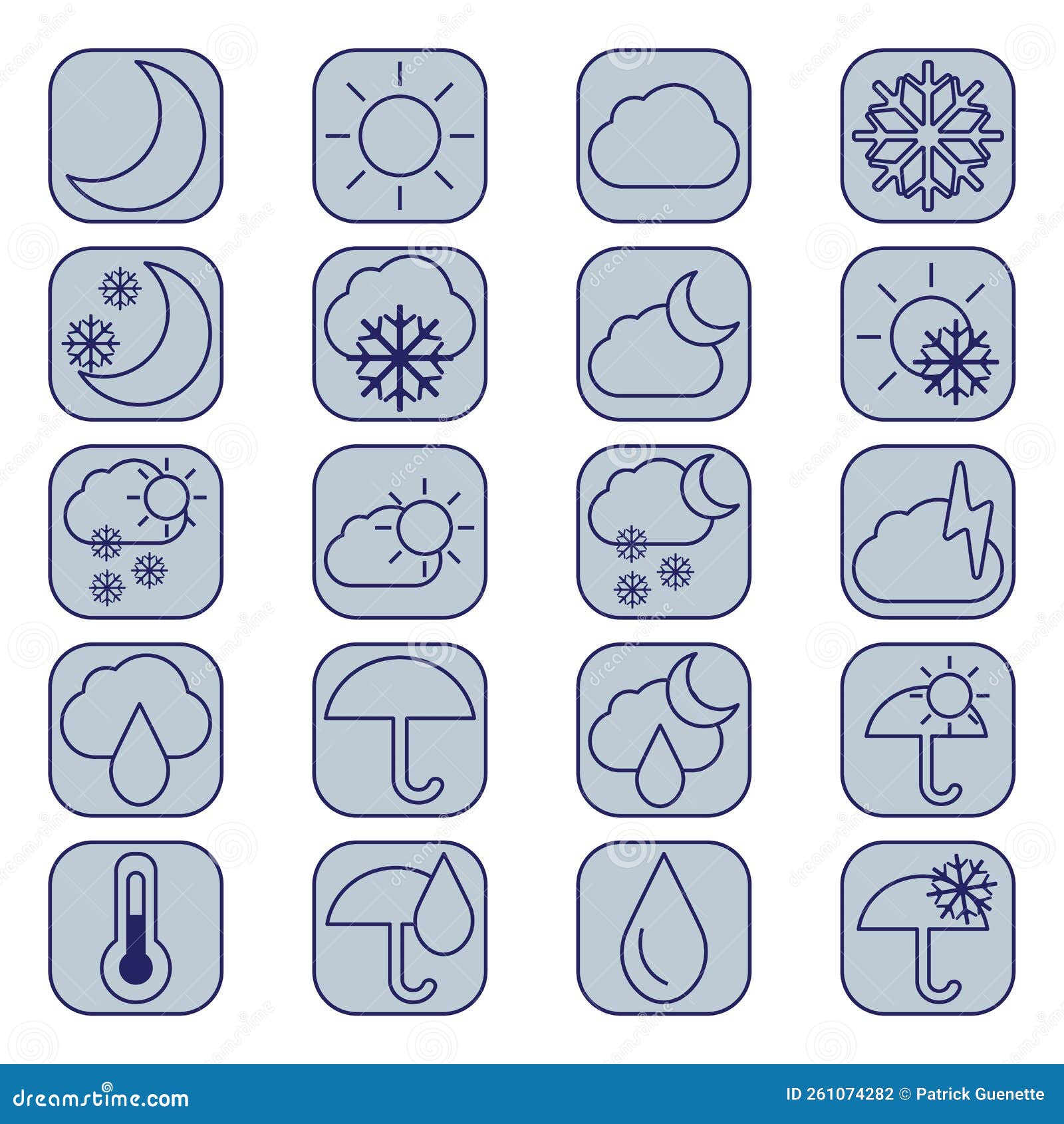 Weather icon pack, icon stock vector. Illustration of rainy - 261074282