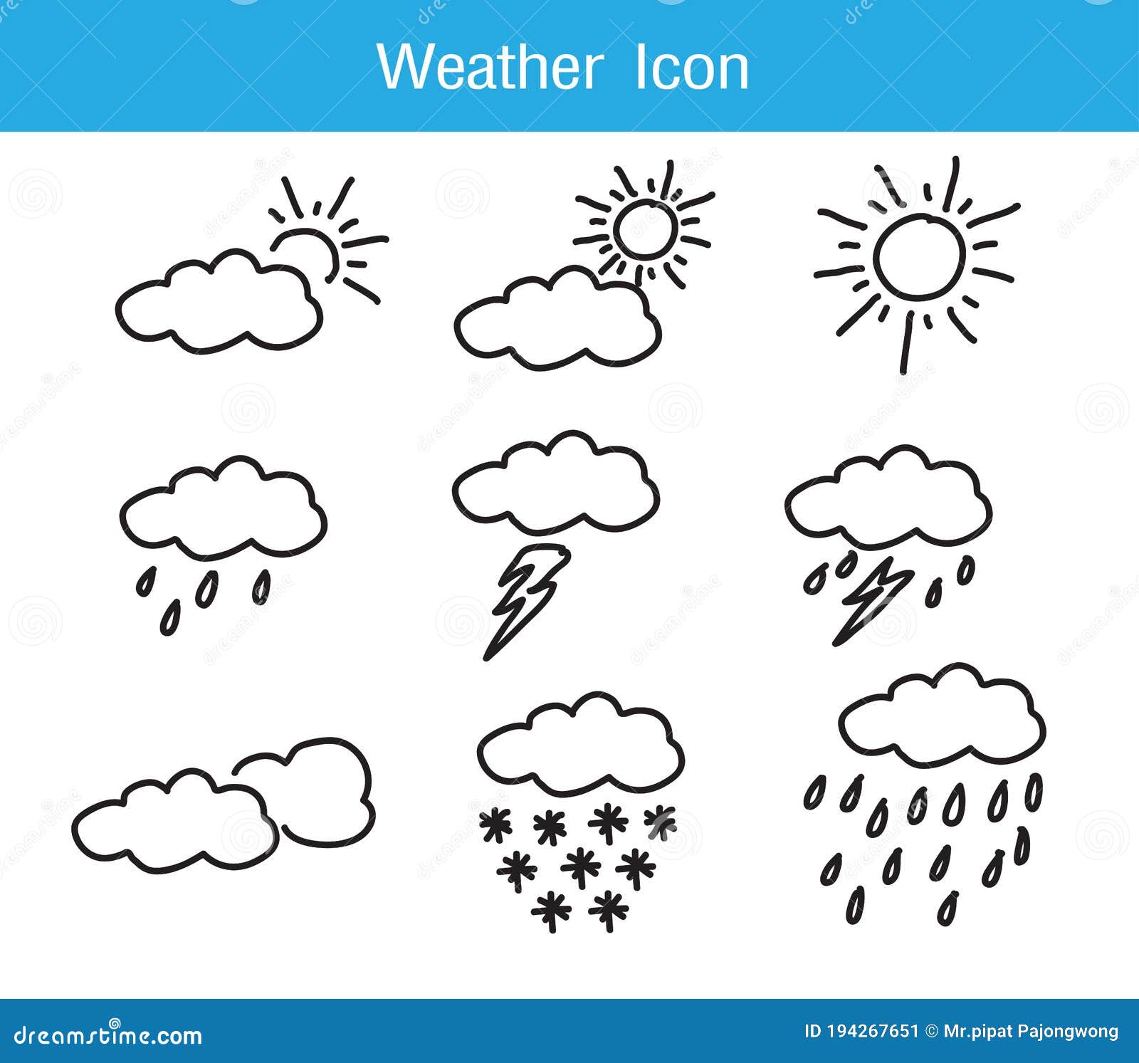 Weather Icon , Rain Symbols. Stock Illustration - Illustration of ...