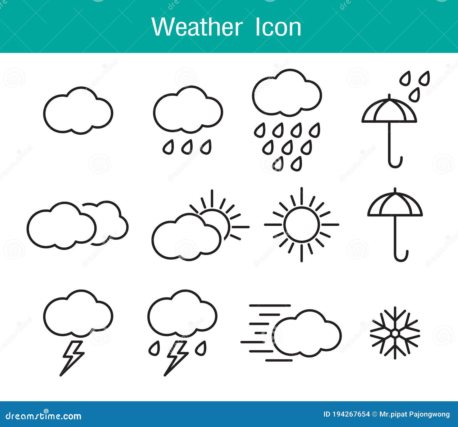 Weather Icon , Rain Symbols Stock Illustration - Illustration of ...