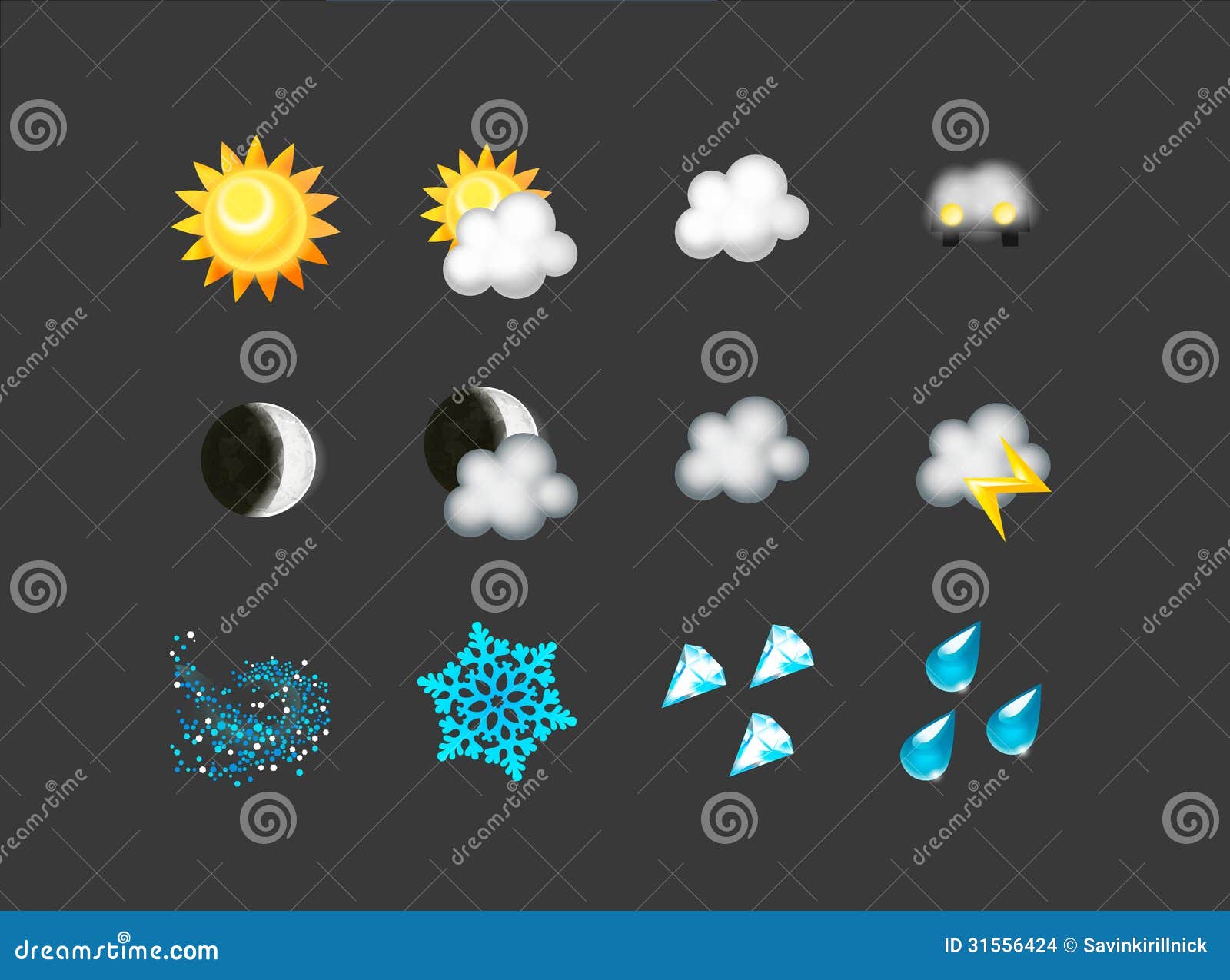 Colored Weather Condition Icons Collection Stock Illustrations – 5 ...