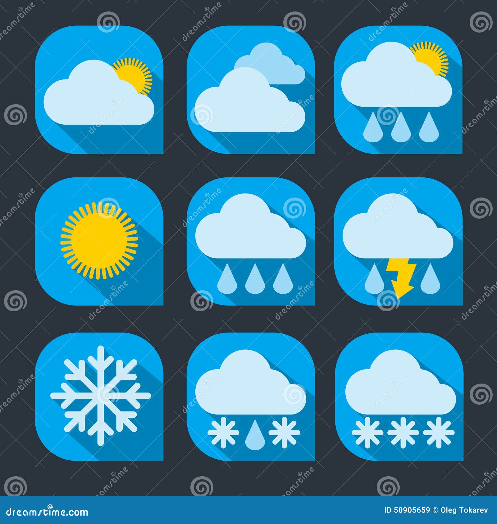 Weather icon set flat stock illustration. Illustration of icon - 50905659