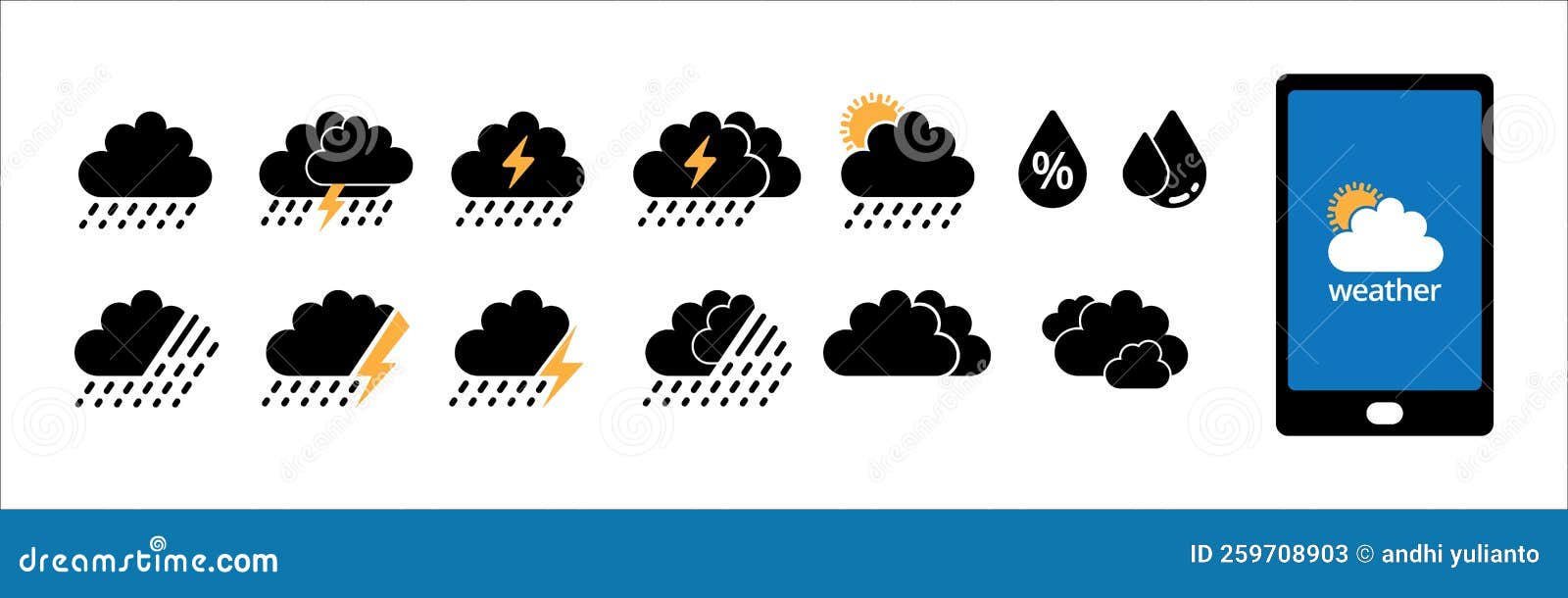 Weather Icon Set. Weather Forecast Icons for Web. Simple Flat Symbol ...