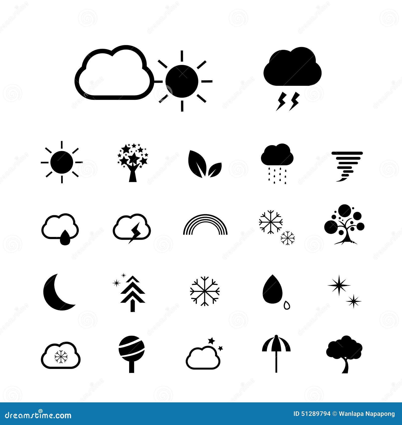 Weather icon set stock vector. Illustration of cloudy - 51289794