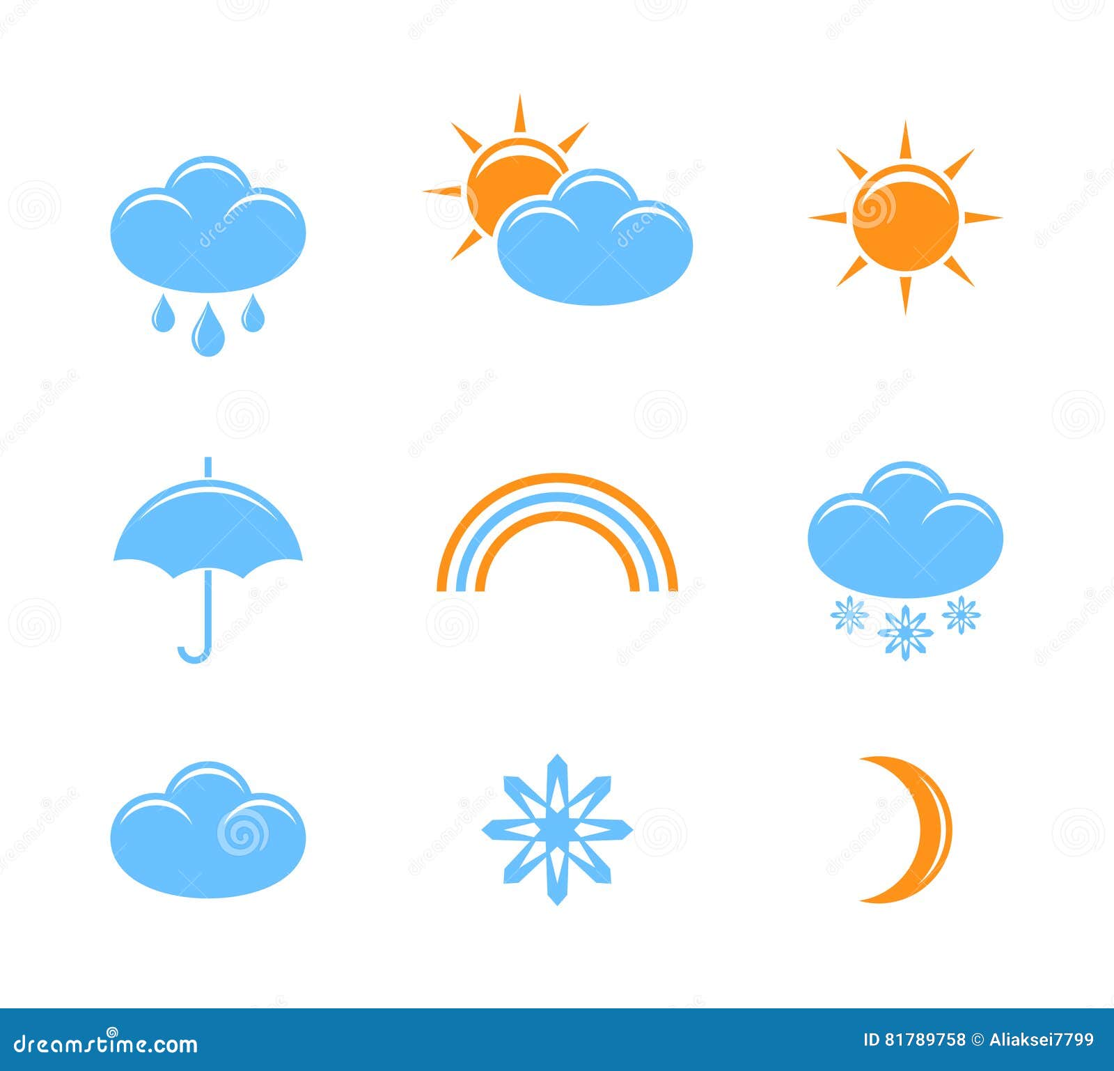 Weather. Icon set stock vector. Illustration of vector - 81789758