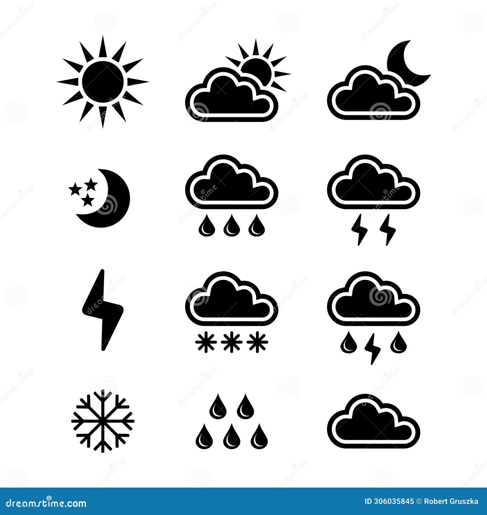 Weather icon set stock illustration. Illustration of meteorology ...