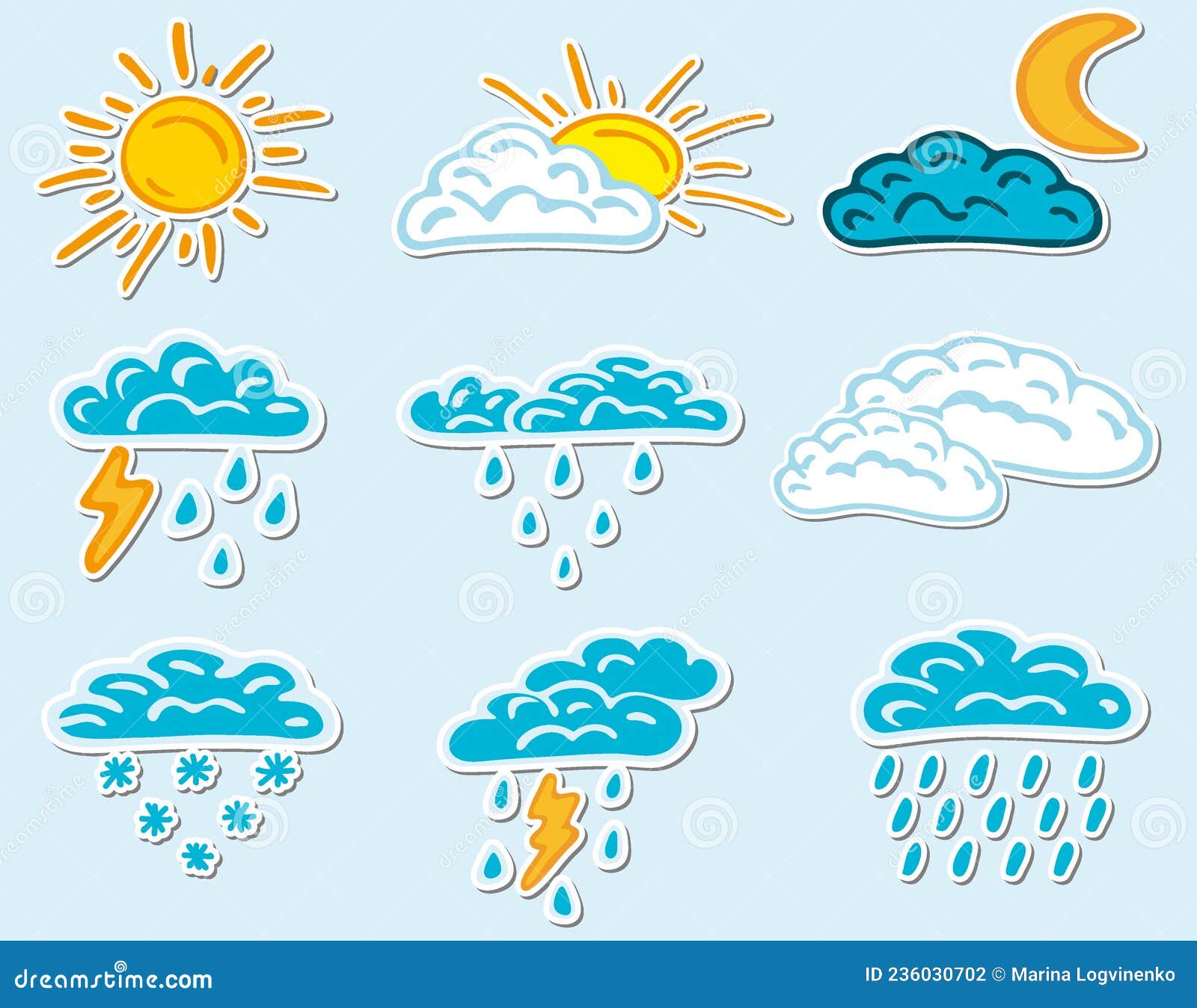 Weather icon stickers stock vector. Illustration of design - 236030702