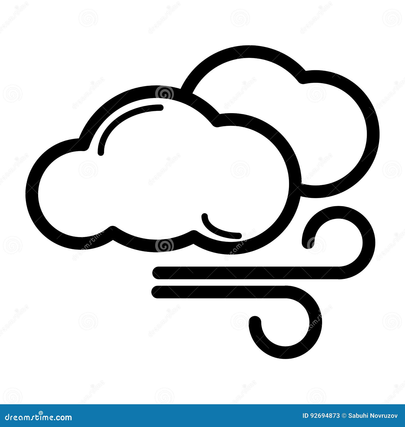 Weather Icon of Wind. Black Icon on White Background Stock Vector ...