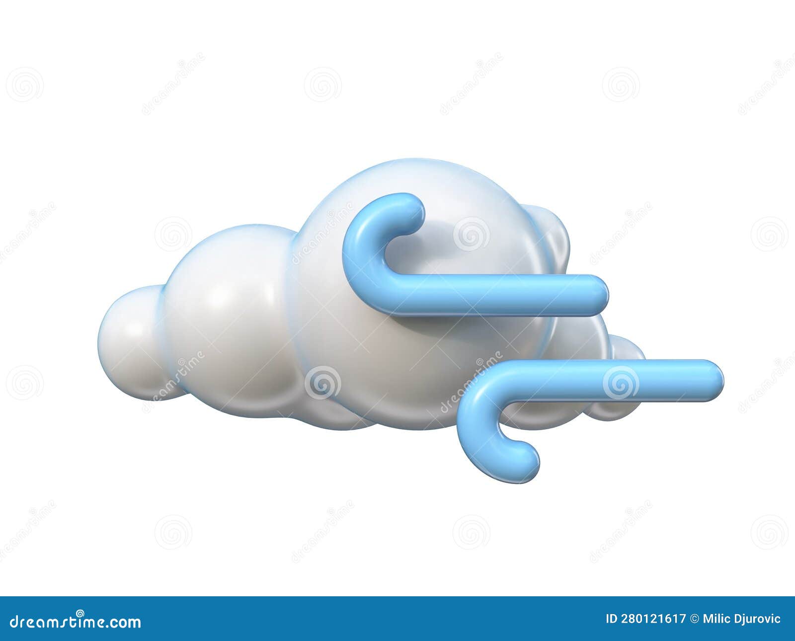 Weather Icon Windy Cloud 3D Stock Illustration - Illustration of ...