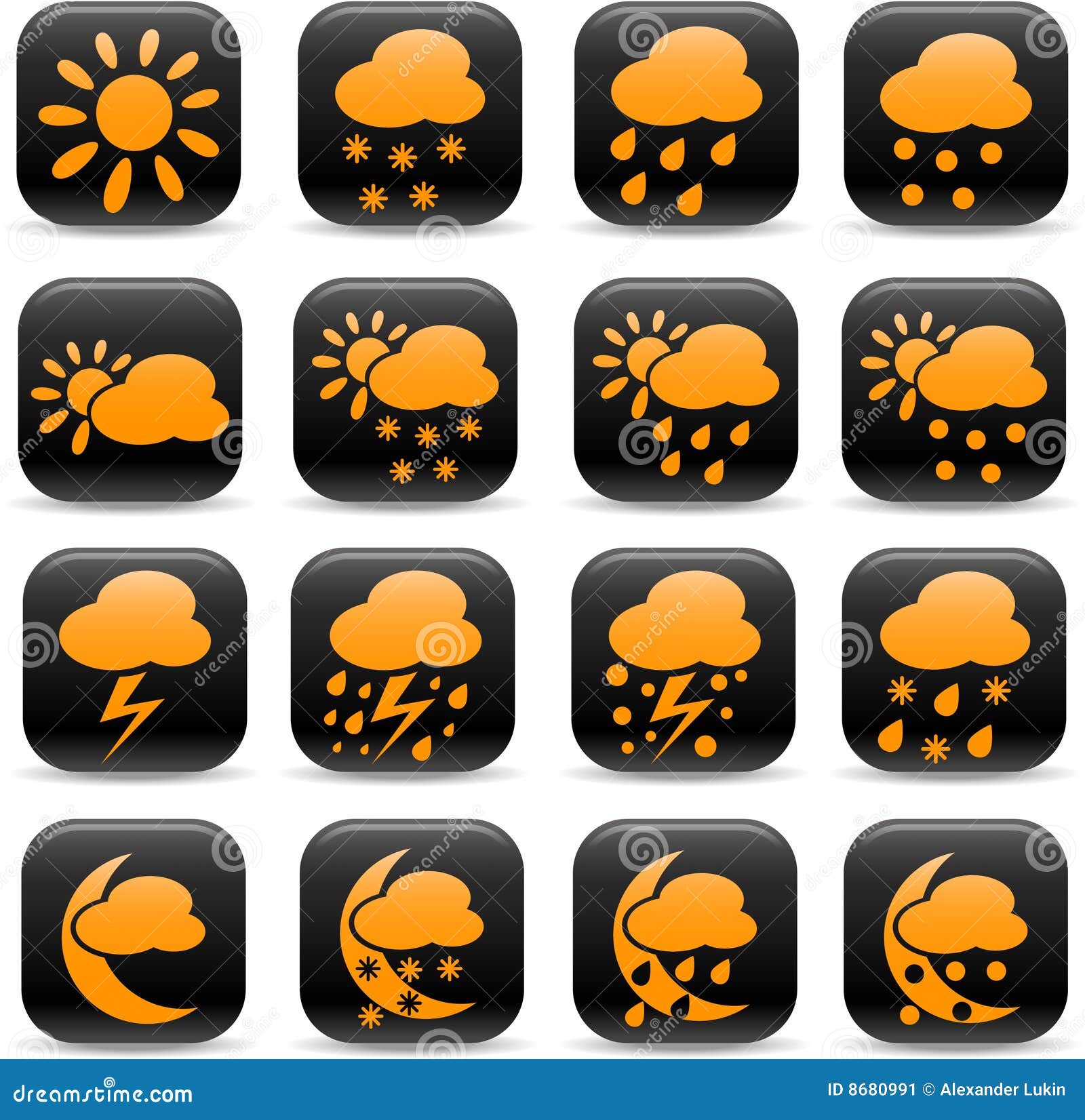 Weather icons stock vector. Illustration of overcast, forecast - 8680991