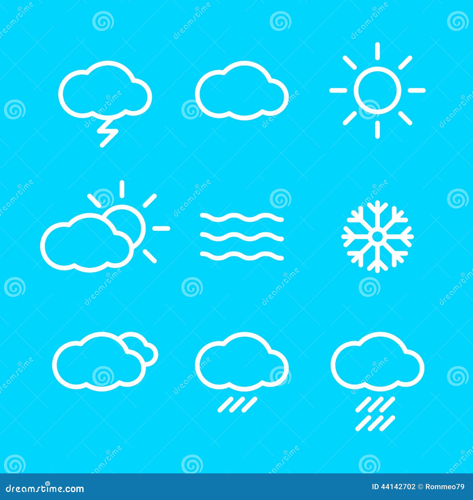 Weather Icons with Blue Background Stock Illustration - Illustration of ...
