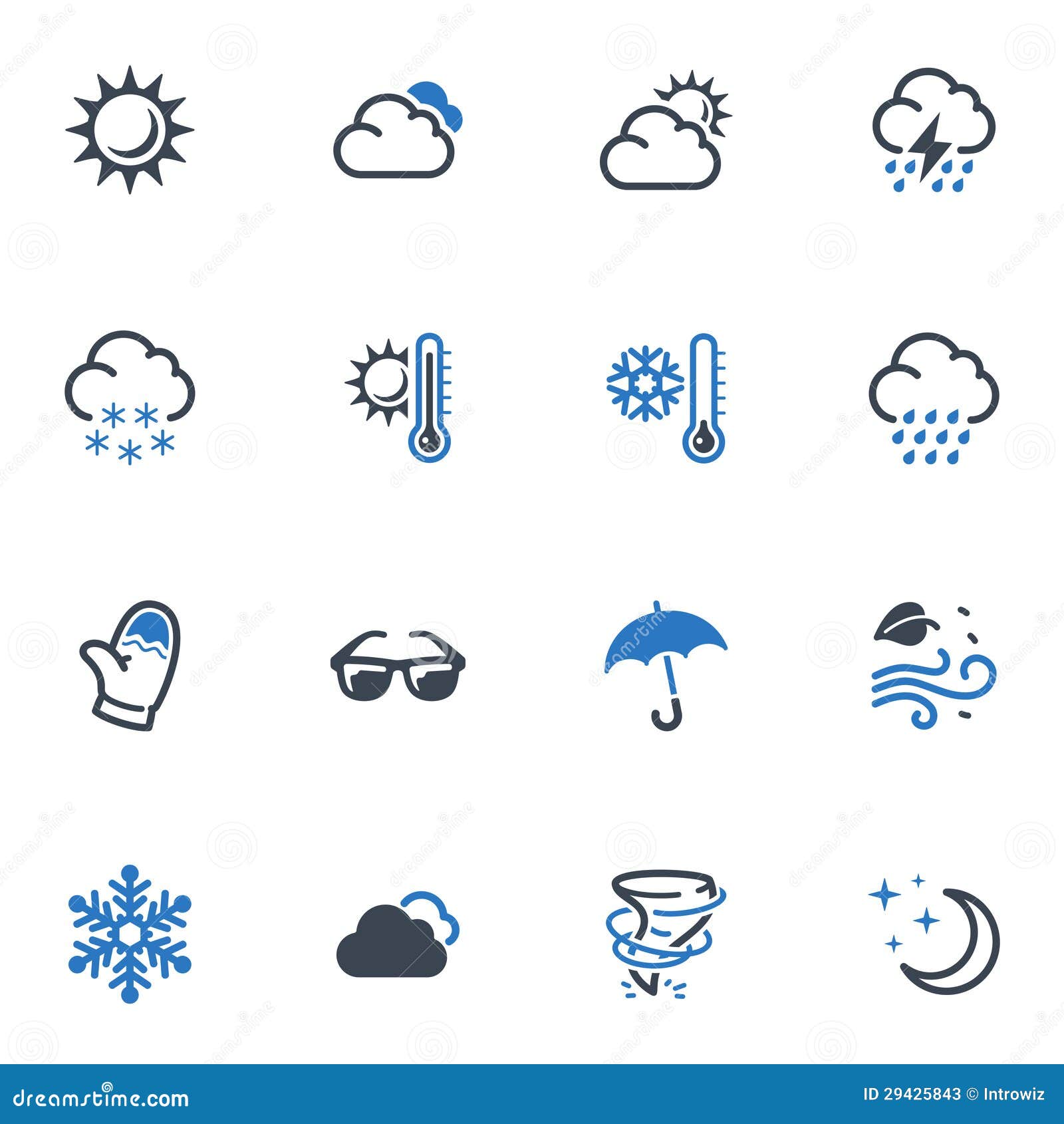 Weather Icons - Blue Series Stock Vector - Illustration of thunderstorm ...