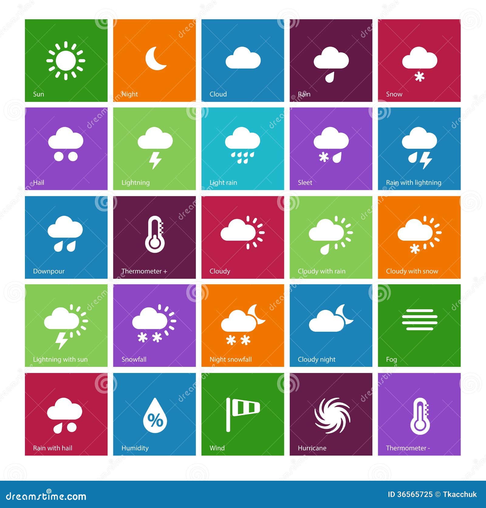 Weather Icons On Color Background. Cartoon Vector | CartoonDealer.com ...