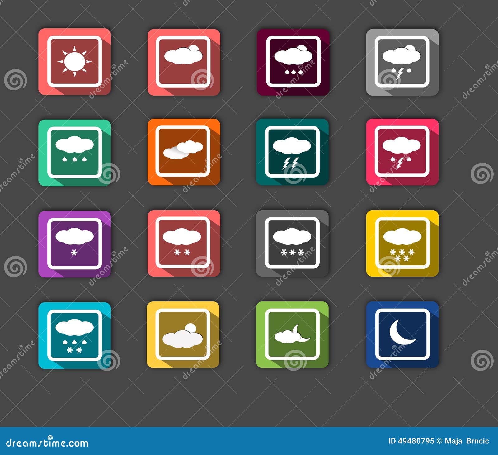 Weather icons color stock illustration. Illustration of winter - 49480795