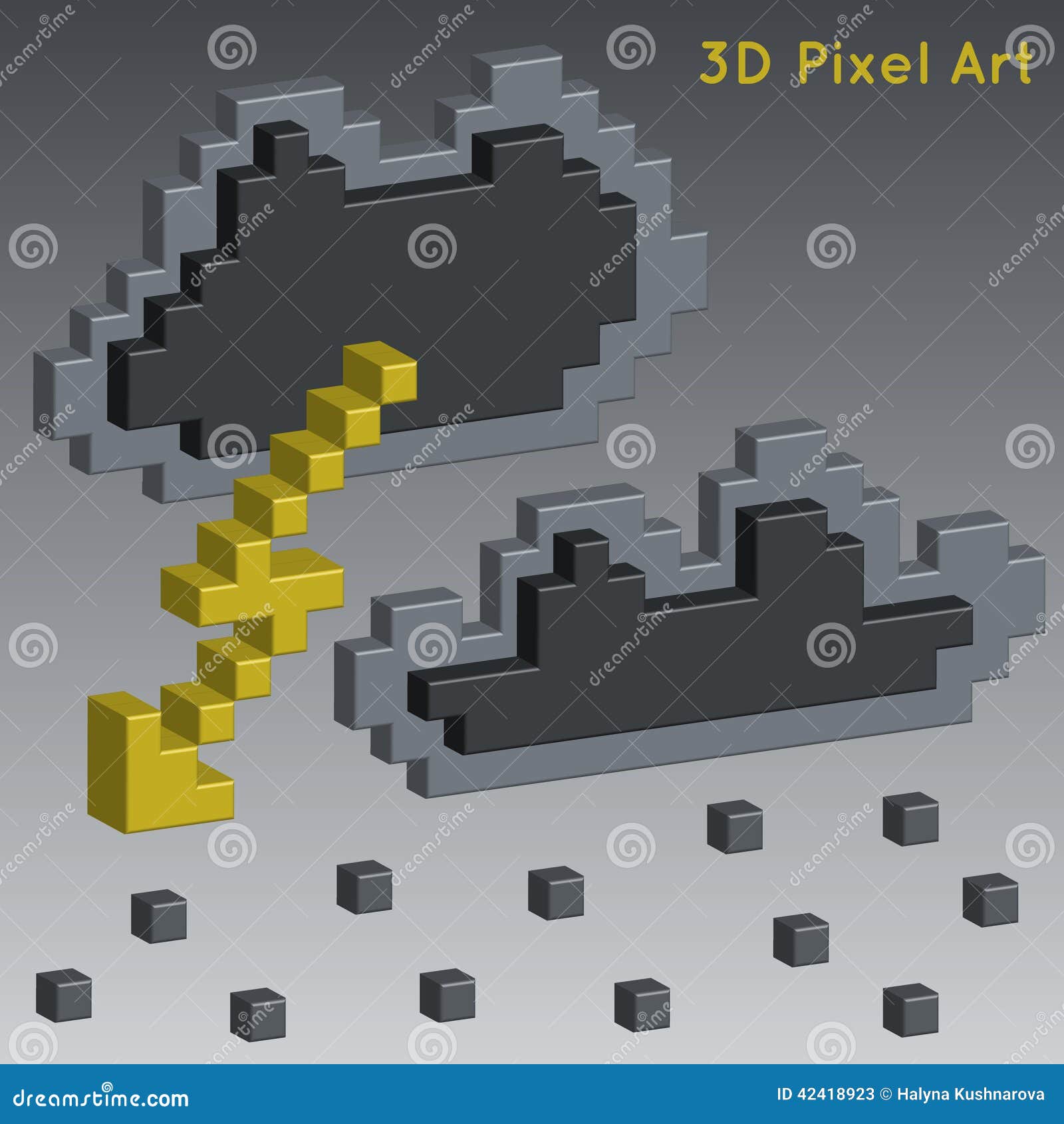 Weather Icons. 3D Pixel Art. Stock Vector - Illustration of cloudy ...