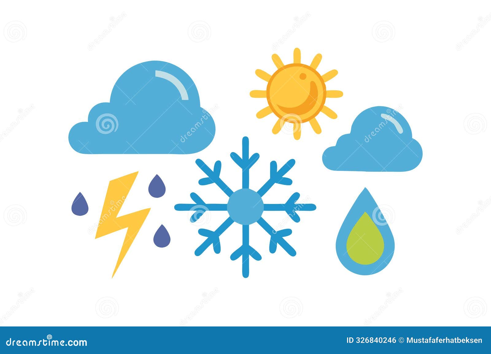Weather Icons with Different Conditions and Symbols Stock Illustration ...