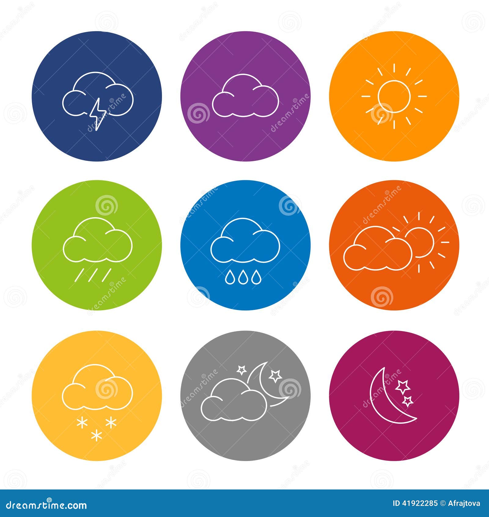 Weather Icons Flat Design stock vector. Illustration of snowflake ...