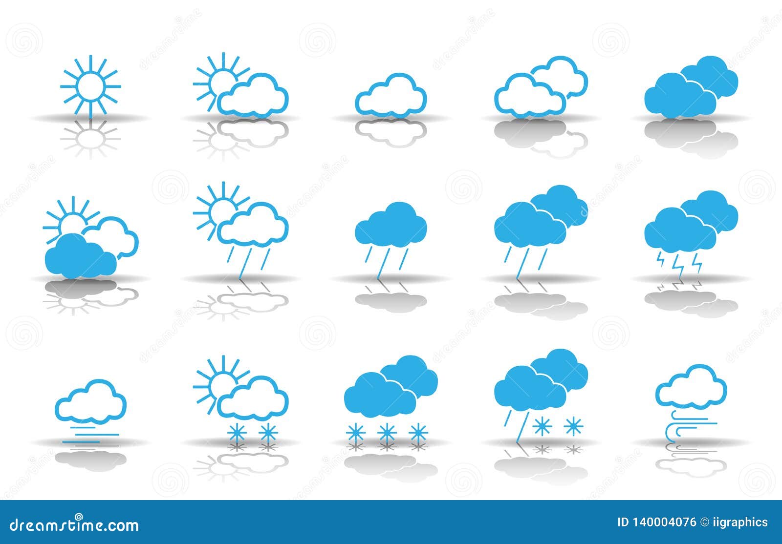15 Weather Icons - Iconset stock illustration. Illustration of rain ...