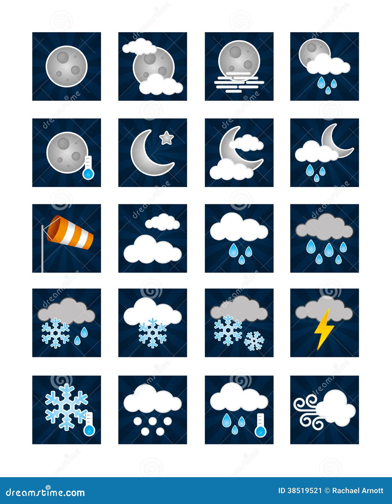 Weather Icons - Night stock vector. Illustration of lightening - 38519521
