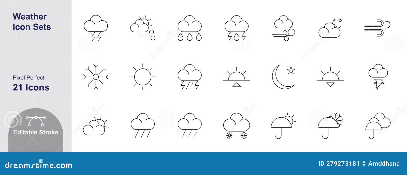Weather Icons Pack Editable Stroke Stock Vector - Illustration of ...