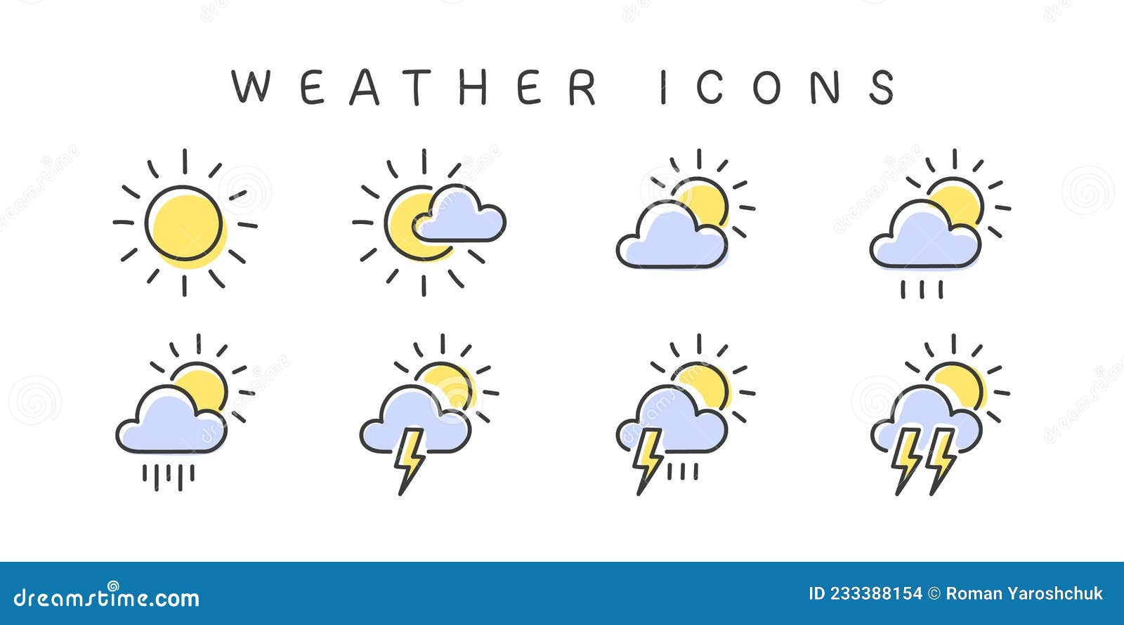 Weather Icons Pack. Meteorology Icons. Weather Web Icons in Modern ...