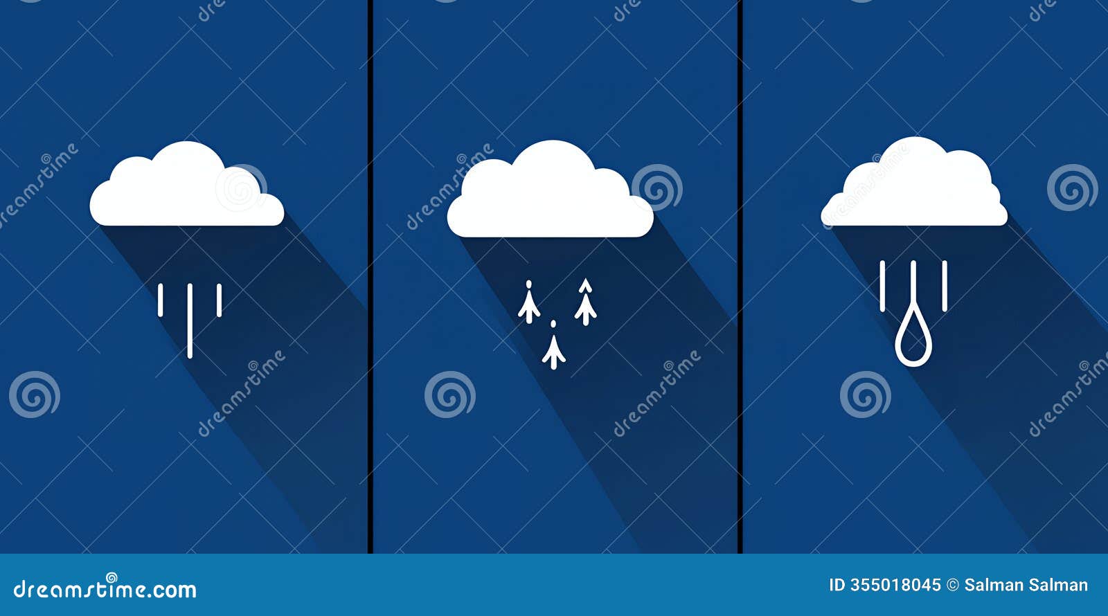 Weather Icons Rain Snow and Drizzle Cloud Symbols Stock Illustration ...