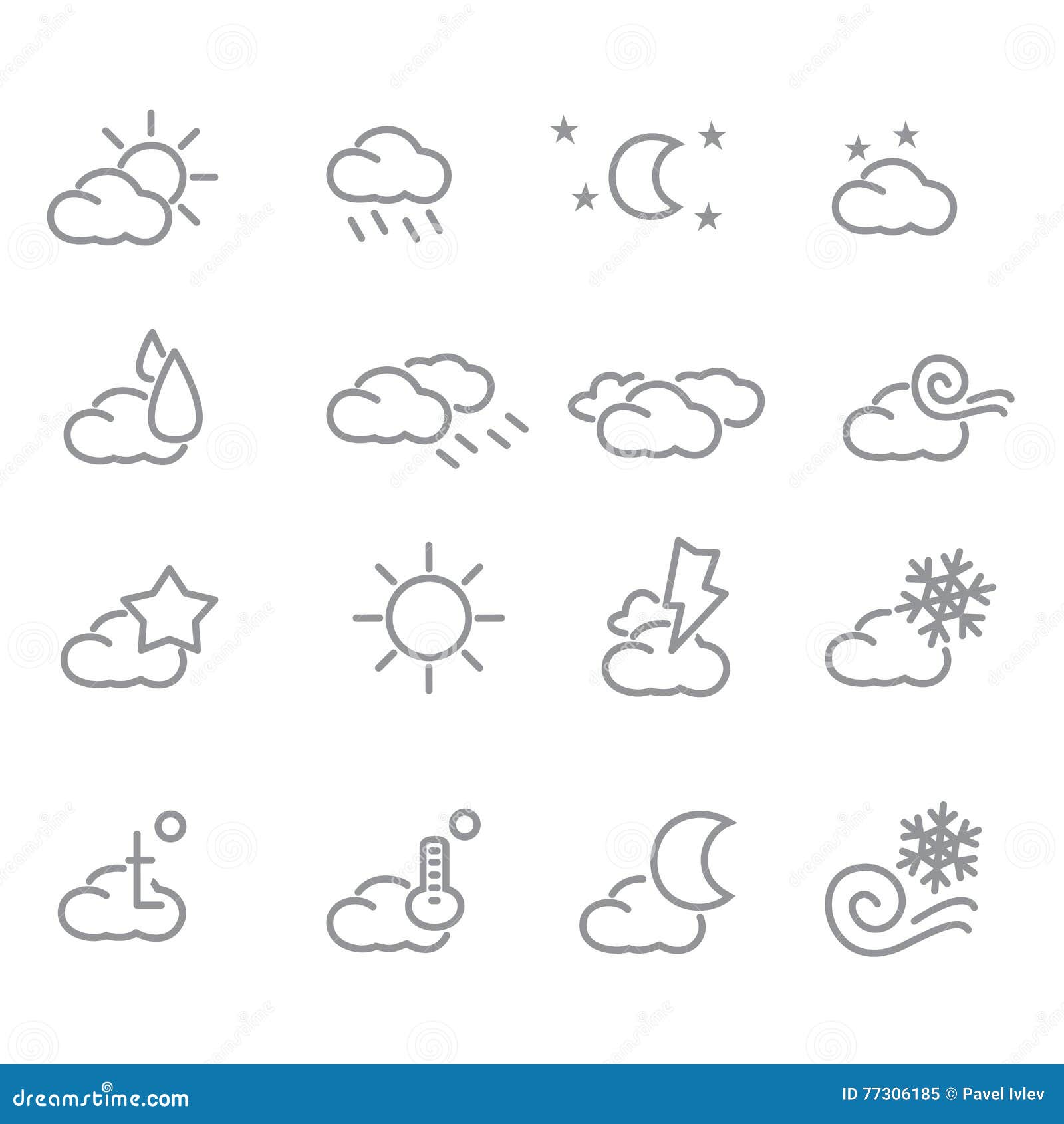 Weather icons set stock vector. Illustration of thermometer - 77306185